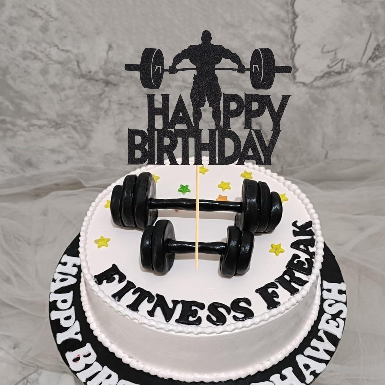 Arthsdite 1Pc Fitness Cake Topper - Gym Themed Weight Lifting Lover's ...