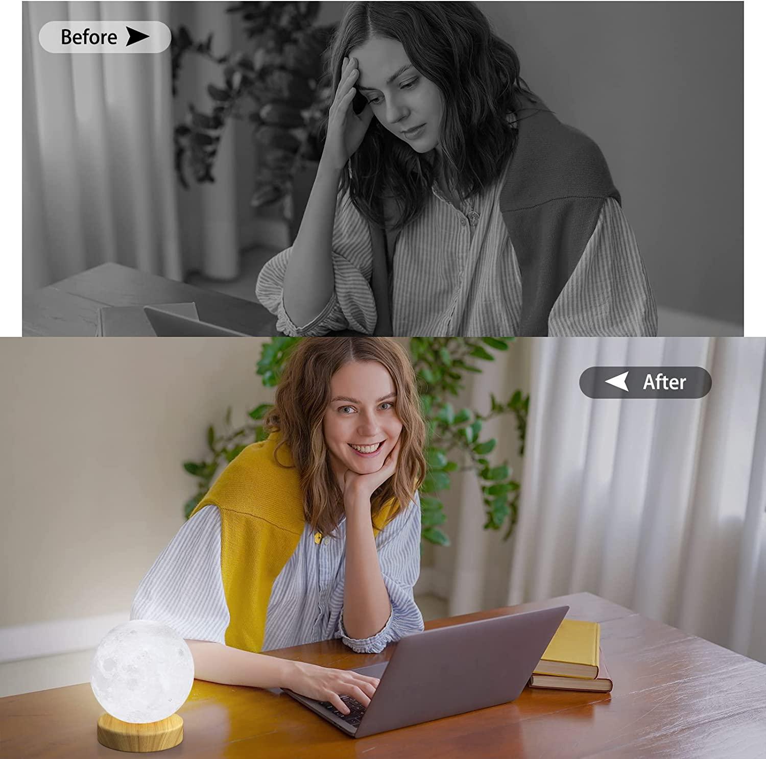 3D Printed Moon Desk Lamp | 10000 LUX Mood Light Therapy | Remote ...