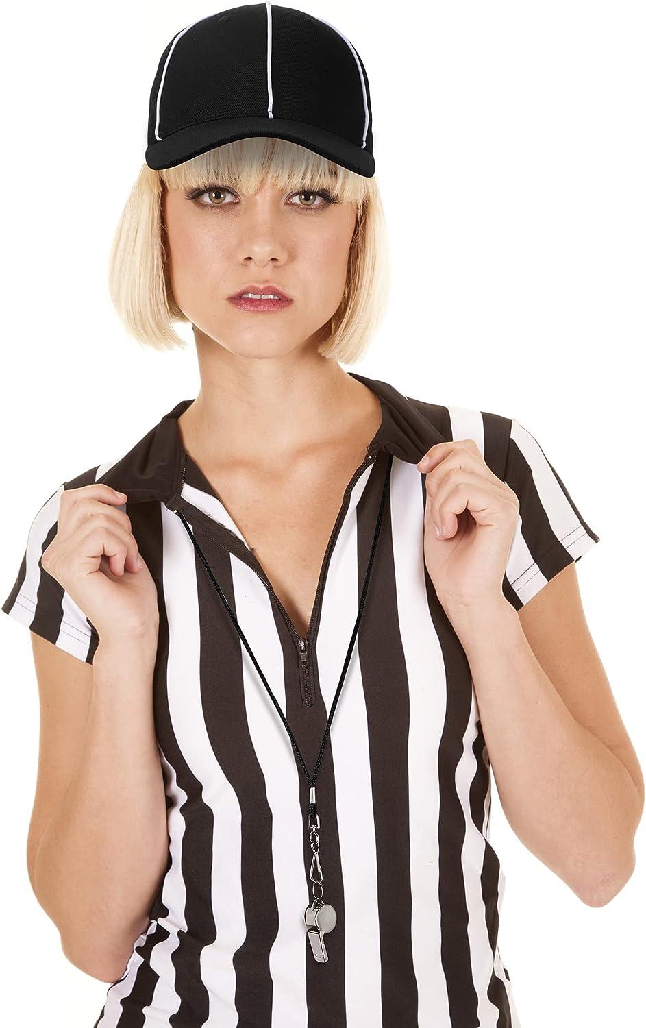 Geyoga 4 Pcs Men's Official Referee Costume Set - Black & White Stripe ...