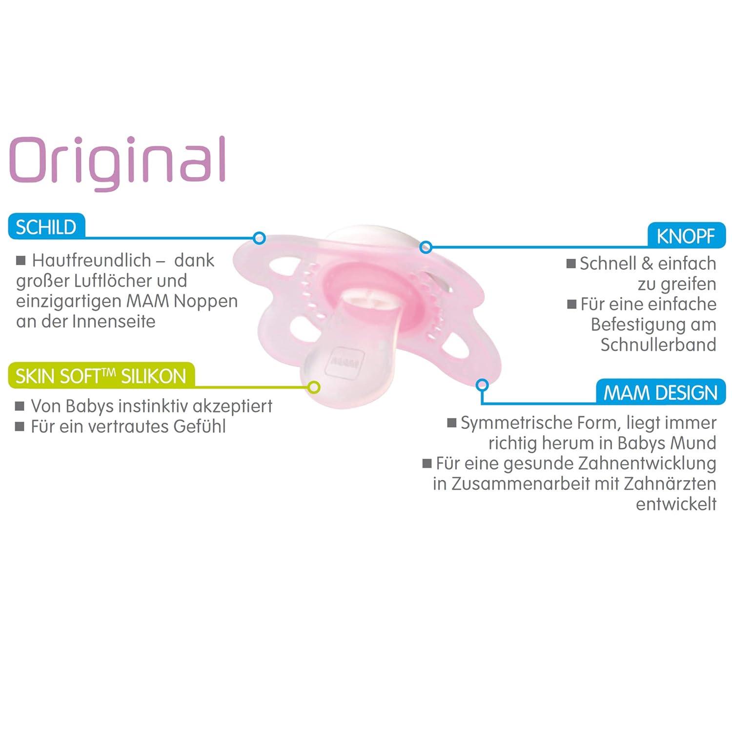 MAM Original Silicone Pacifier Set (2 Pack) - Tooth-Friendly Baby ...