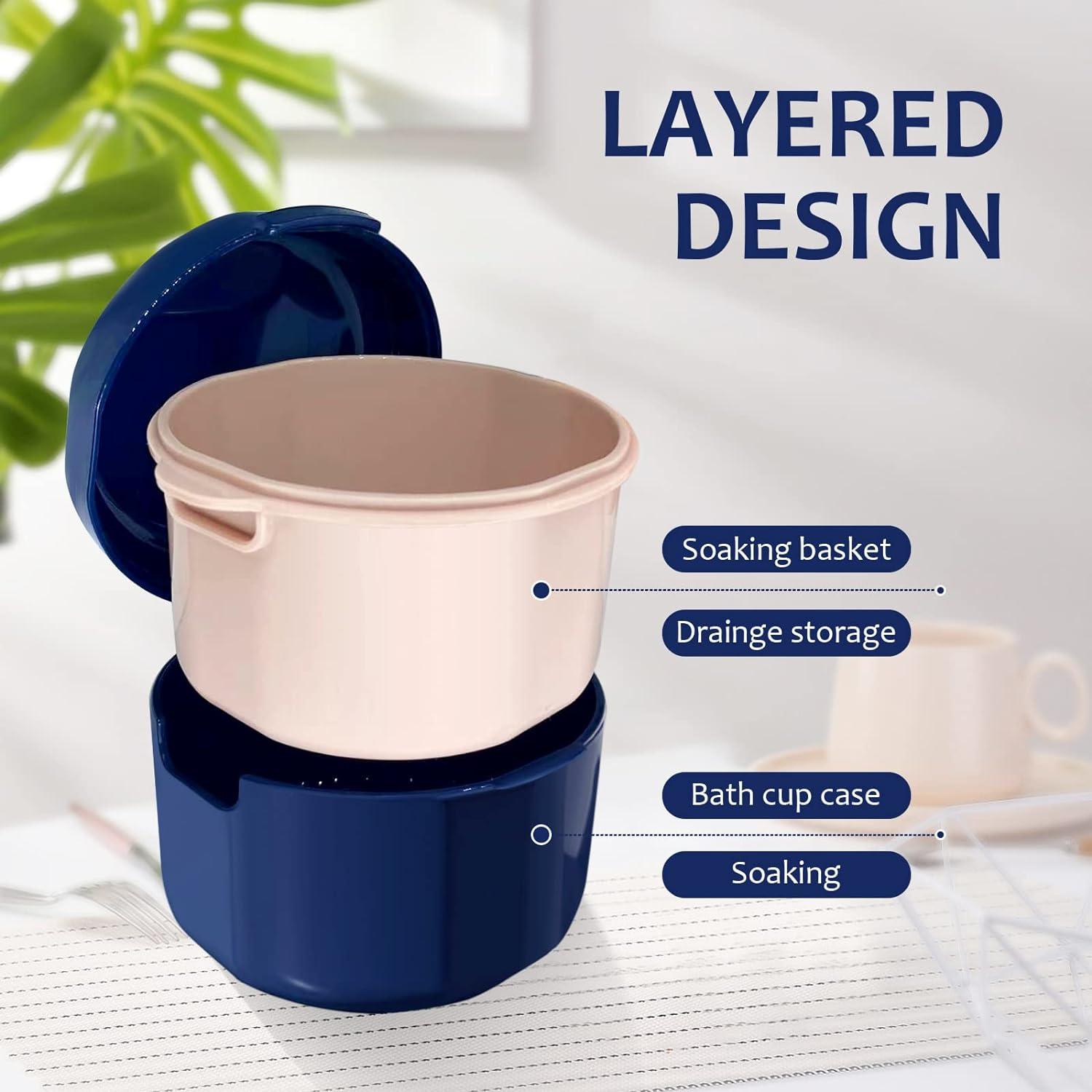 DIDATOOL Denture Cup Denture Bath Denture Cups for Soaking Dentures ...