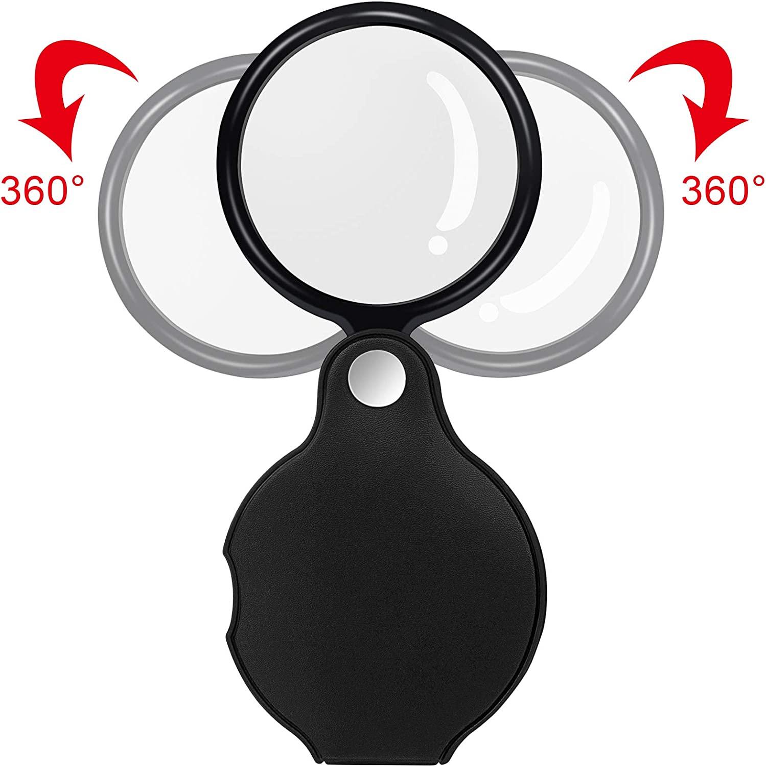 5 PCS Mini 10X Folding Pocket Magnifying Glass Set for Reading Books ...