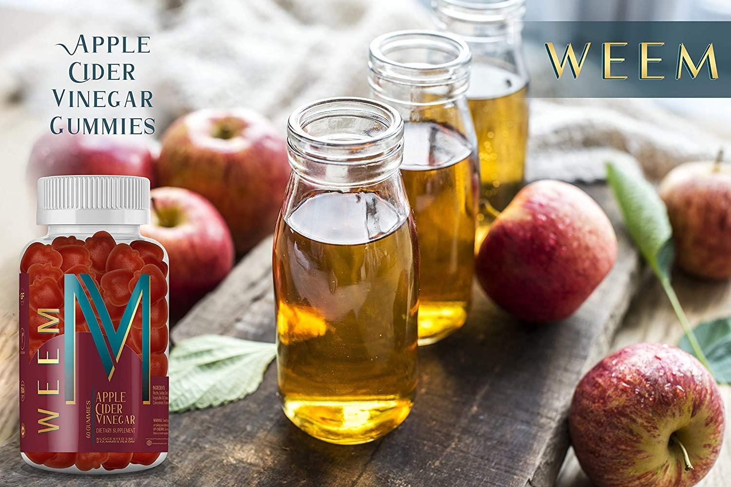 WEEM Apple Cider Vinegar Gummies - Vegan ACV with Folic Acid - Gluten ...