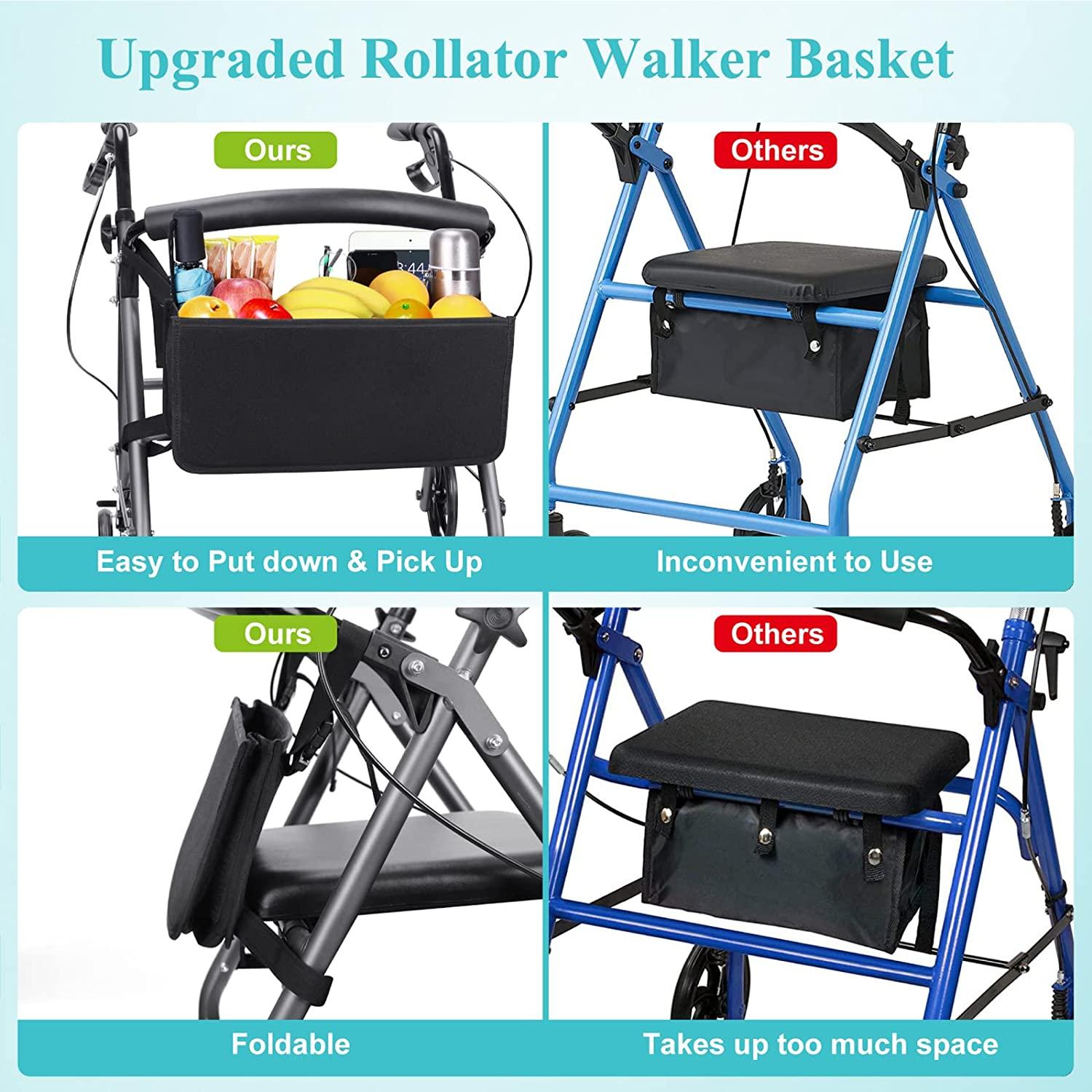 Rollator Basket with Cup Holder - Dotday Folding Walker Bag for Easy ...