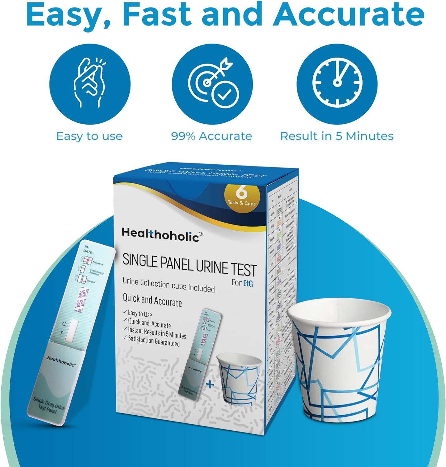 Alcohol (EtG) Detector Home Test Kit - 6 Pack Urine Testing Strips with ...