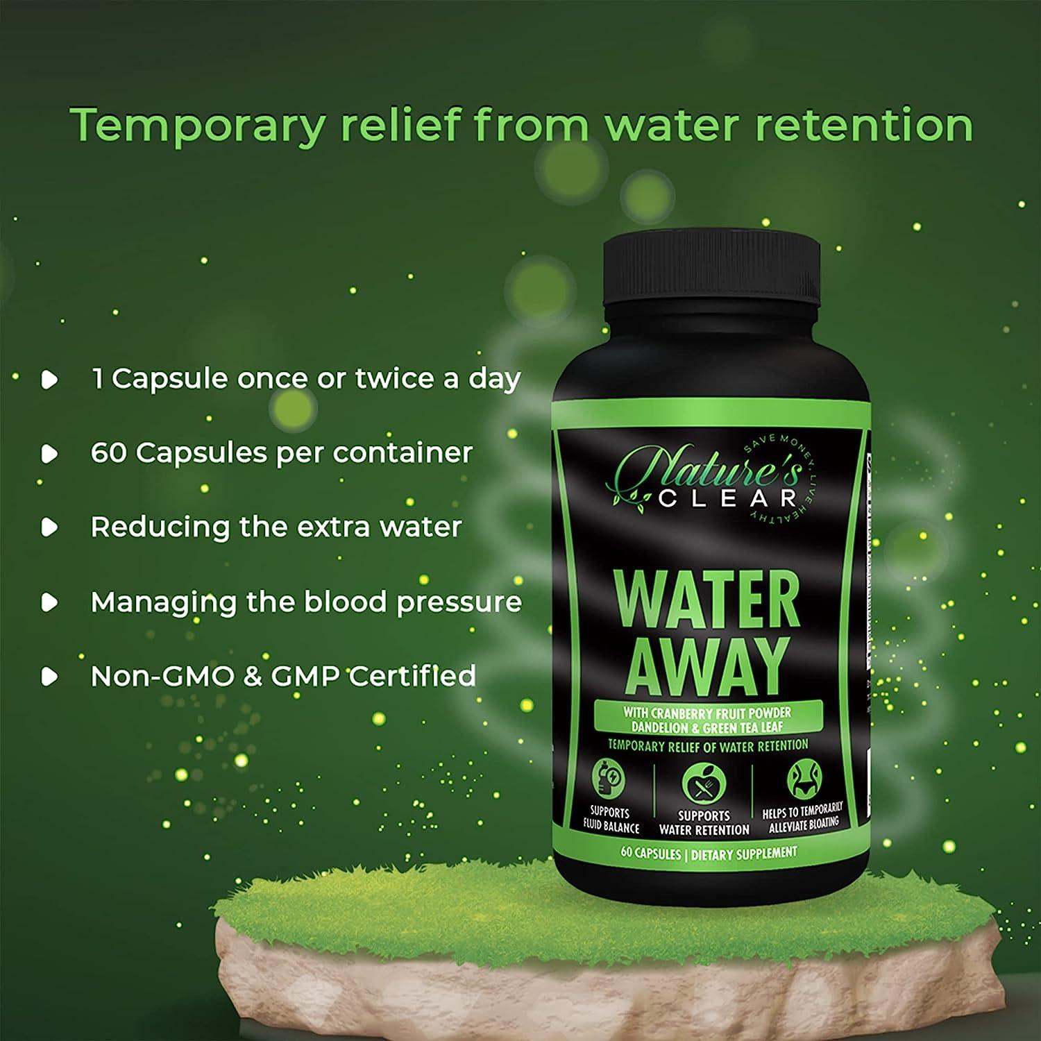 Natural Water Away Pills with Dandelion, Potassium, Green Tea & Apple ...