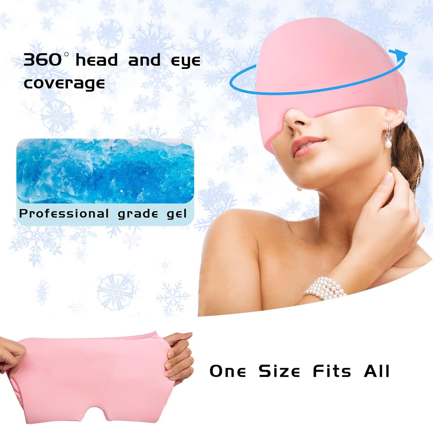 Pink Rose Gel Migraine Mask - Reusable Cool Headache Relief Cap & Eye ...