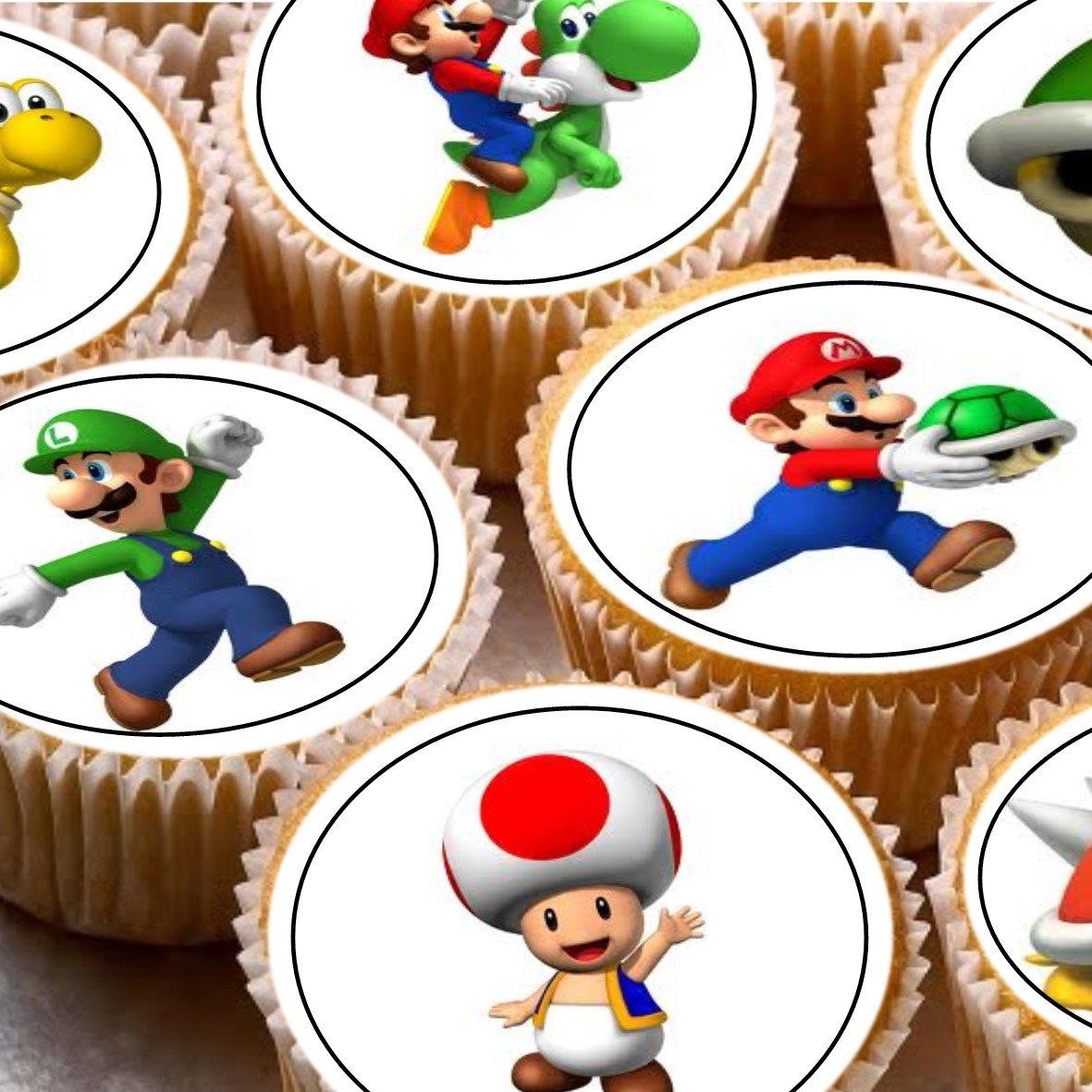 Print4you 24 Super Mario Brothers characters mixed Cake Toppers 4cm On ...