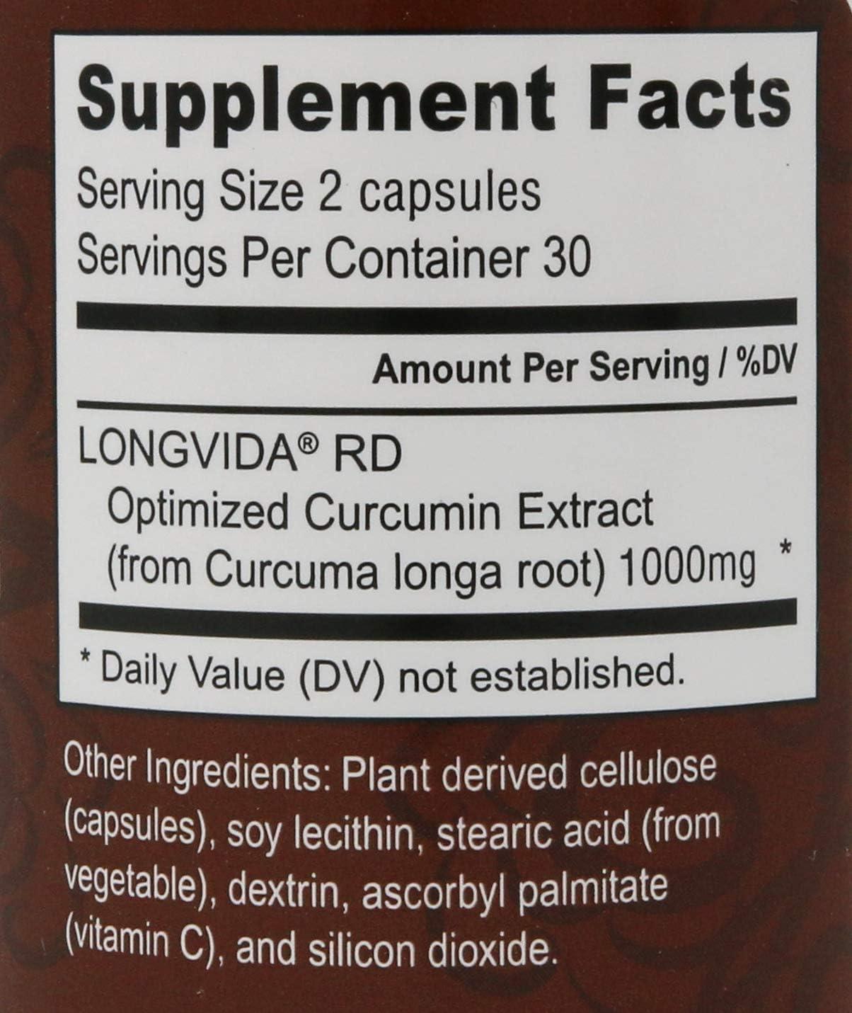 Curcumin Longvida 500mg 60 Capsules by Nutrivene - Powerful Anti ...
