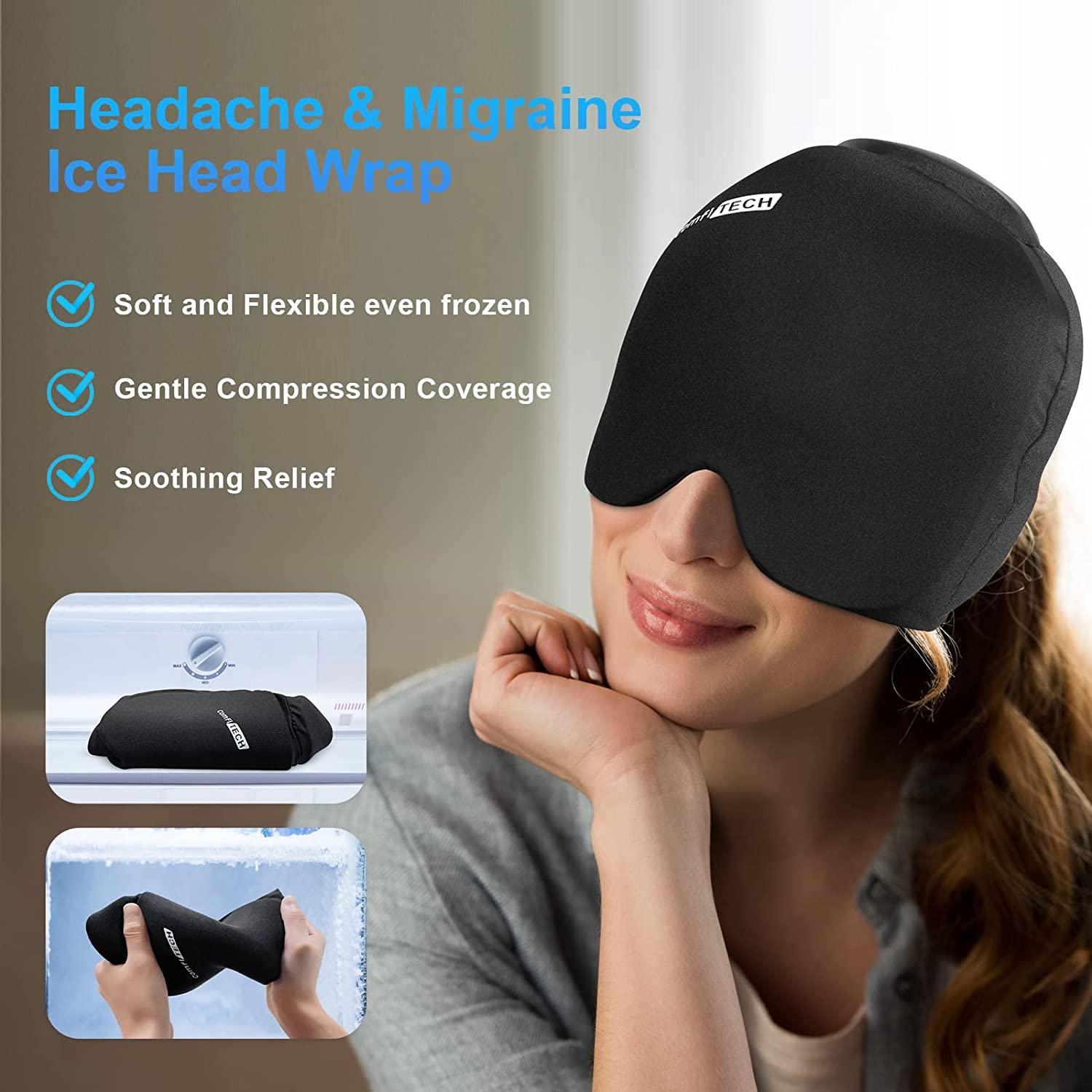 Comfitech Migraine Ice Head Wrap Top Coverage Headache Relief Hat For