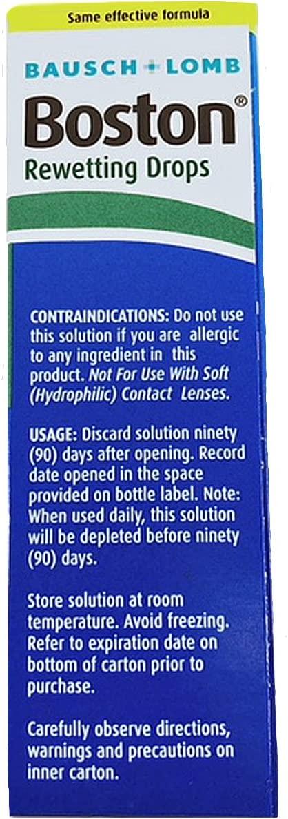 Bausch & Lomb Boston Rewetting Drops 10 mL (Pack of 2) - 0.33 Fl Oz x 2 ...