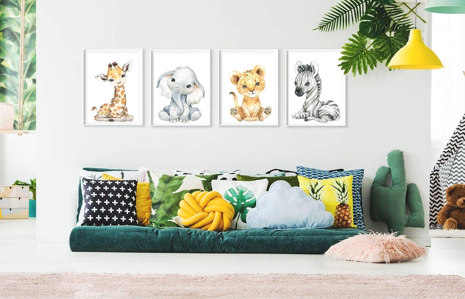 Baby Jungle Animals Nursery Wall Art Set - Safari Theme for Boy or Girl ...