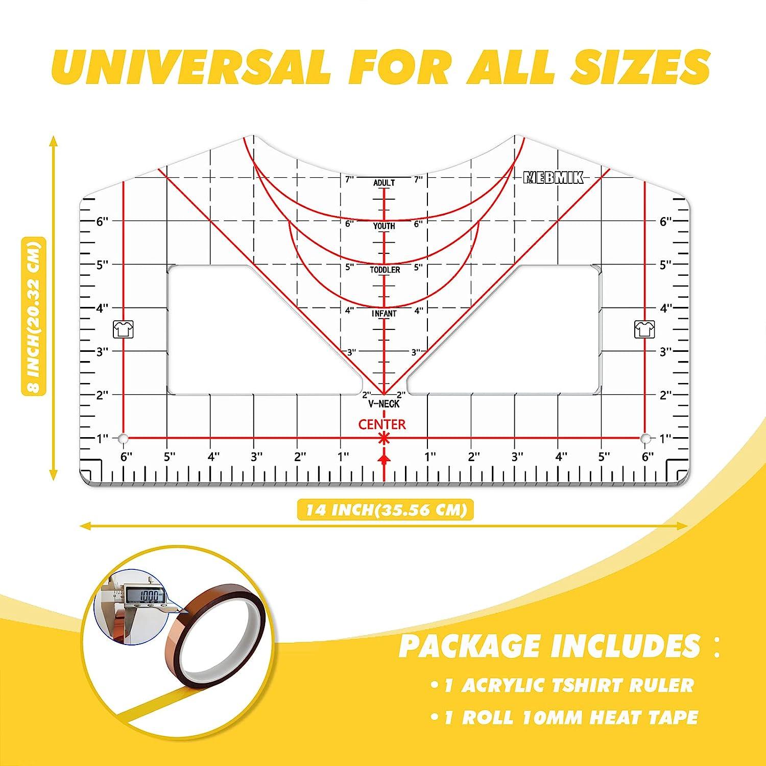 Vinyl Alignment Tshirt Ruler with Heat Tape for Heat Press - All Size ...