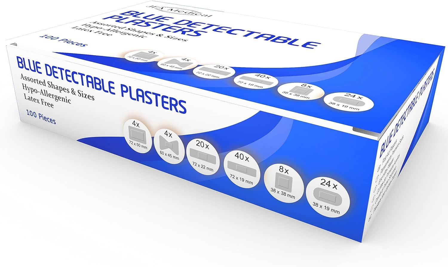 JFA Medical Blue Assorted Plasters - 100 Plasters, 6 Sizes per Box ...