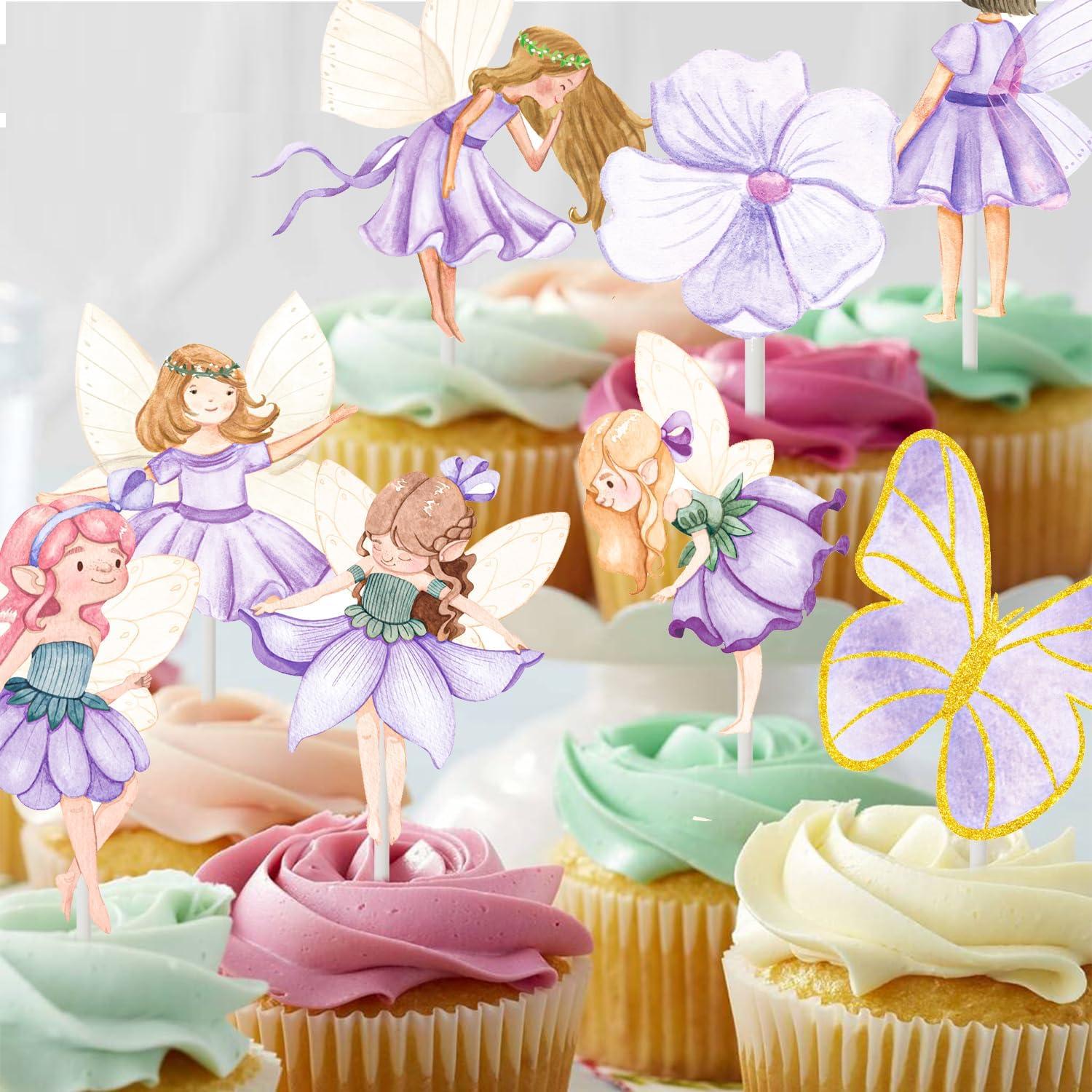Purple Fairy Party Cupcake Toppers Fairies Party Cupcake Toppers 24Pcs ...
