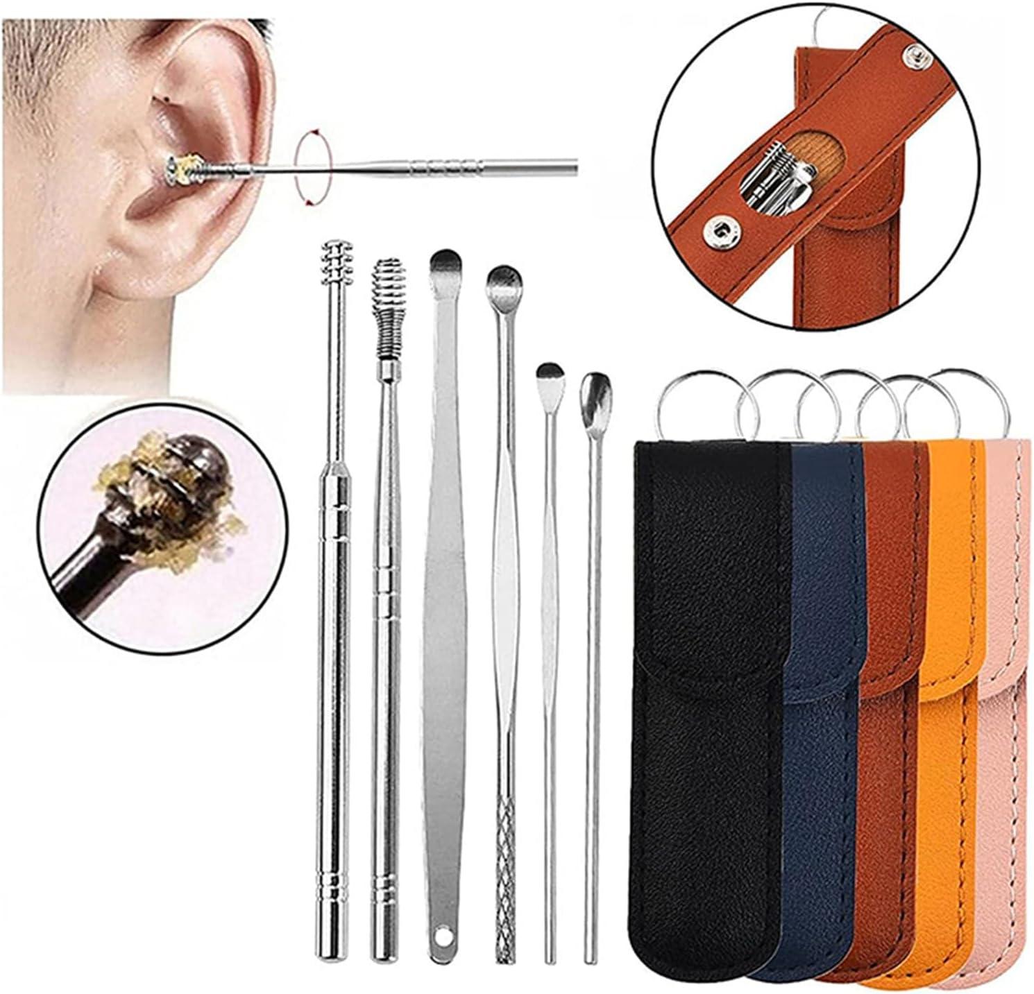Ellylian Innovative Spring Ear Wax Cleaner Tool Set - 6-In-1 Stainless ...