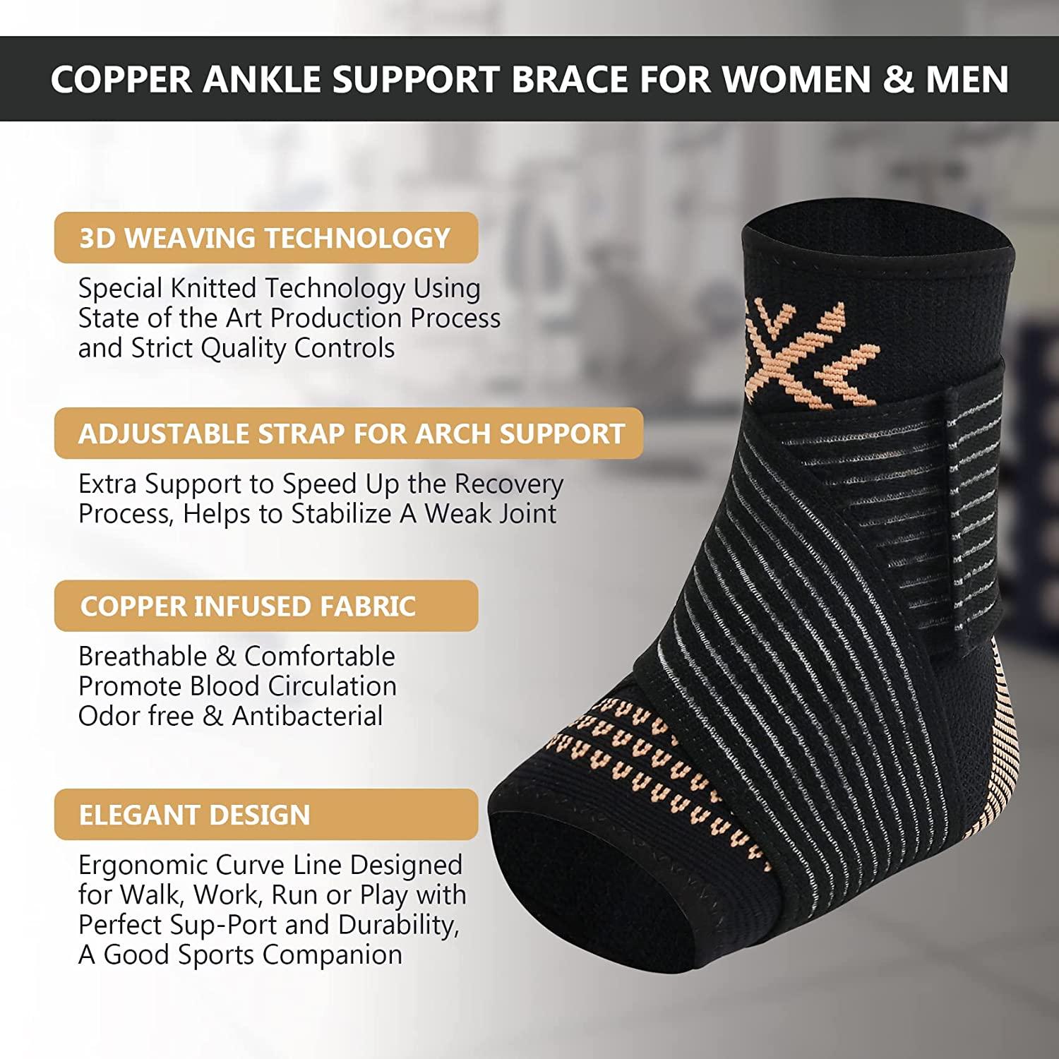 Adjustable Copper Ankle Brace for Arch Support - Medium Size for ...