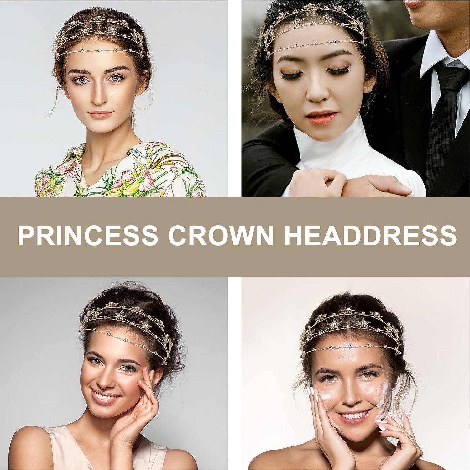 Uonlytech Alloy Stars Goddess Crown Headband Bridal Tiara Wedding ...