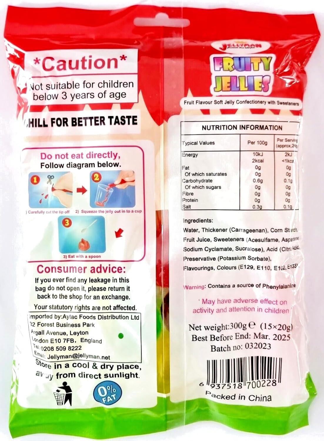 Jellyman Fruity Jellies & Fruit Jelly Straw Sticks. 25 pieces of Tik ...