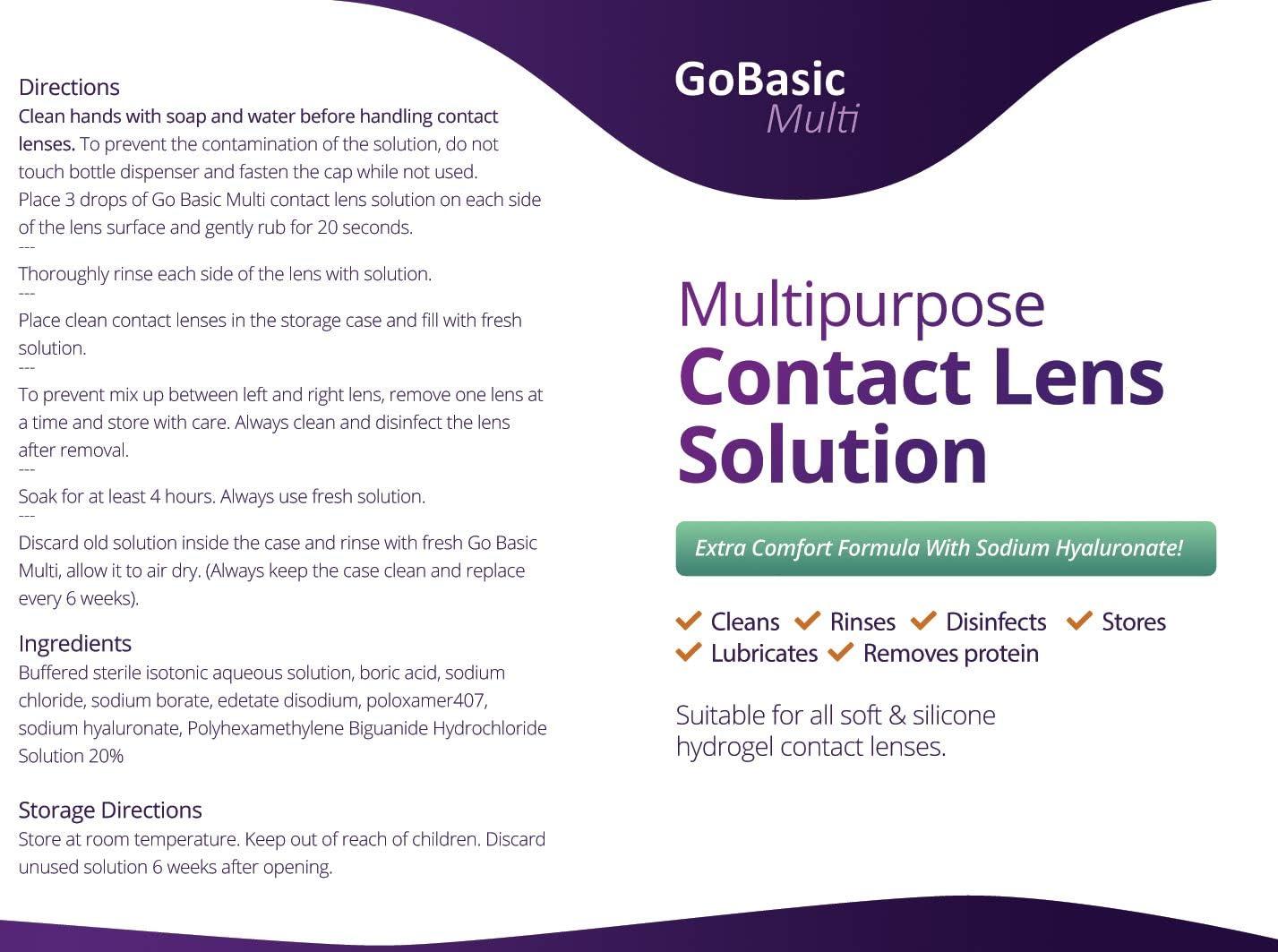 GoBasic Multi Purpose Contact Lens Solution - 720ml/12 Weeks Supply | Buy Now with Express ...