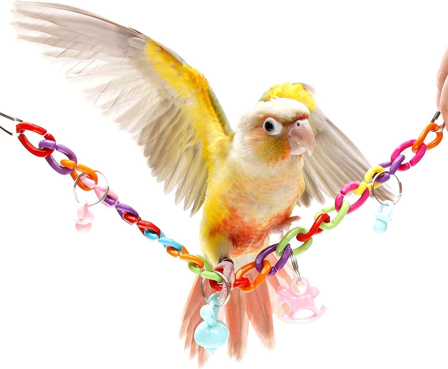 Youngever 12 Packs Bird Swing Toy with Hanging Bell - Ideal Parrot Toys ...