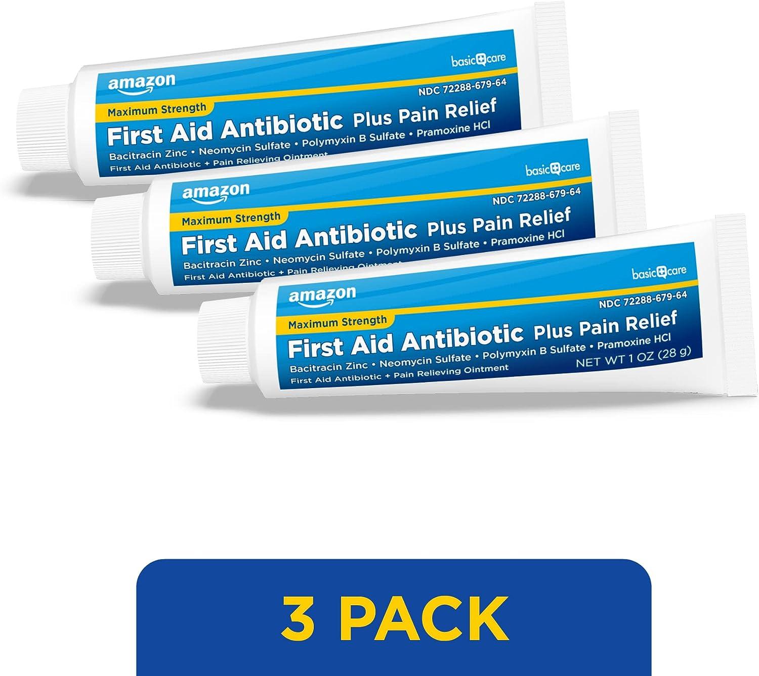 Amazon Basic Care Maximum Strength Triple Antibiotic Pain Relief Ointment - 3oz | Buy Now with ...
