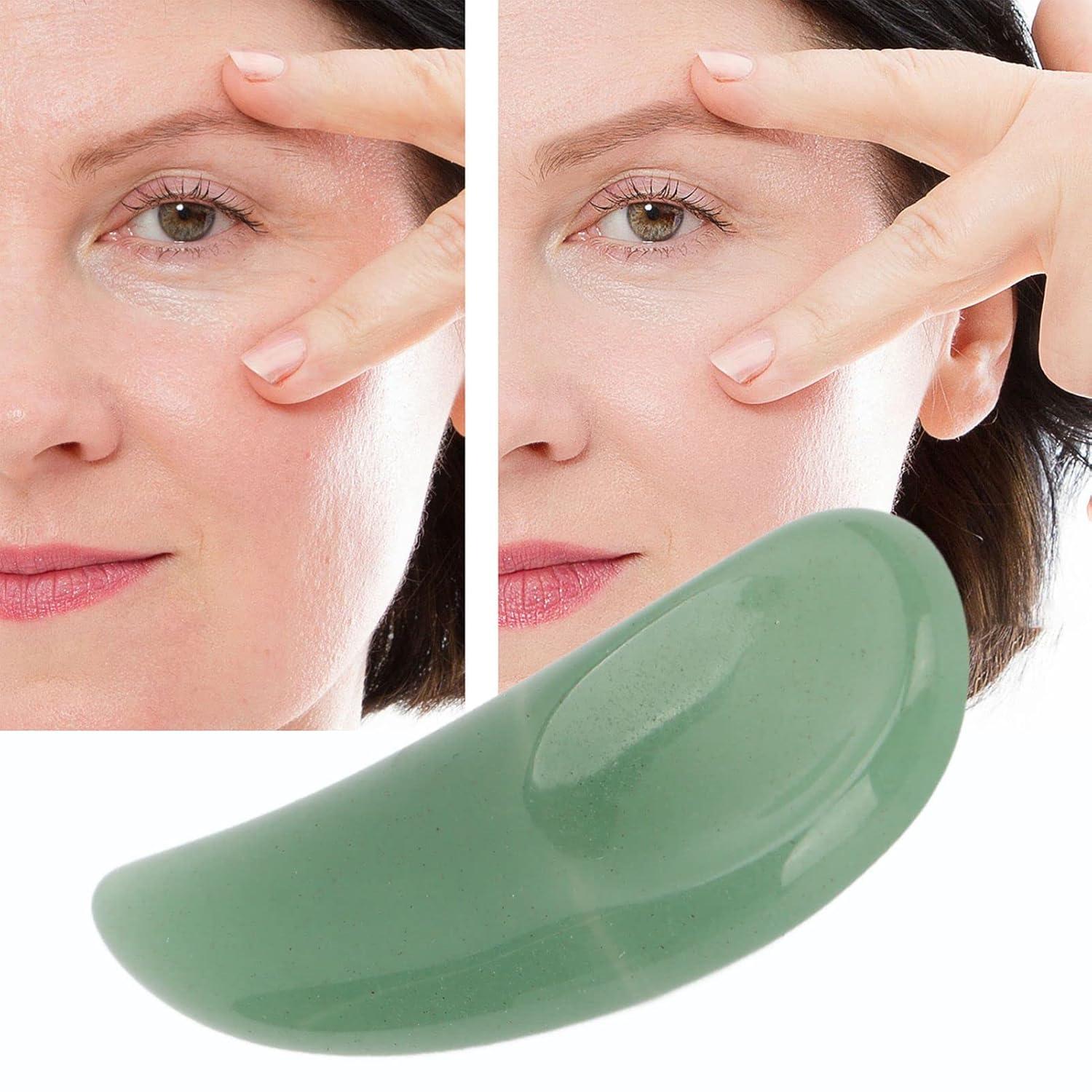 Curved Cosmetic Spatula - Mini Jade Stone Eye Cream Applicator & Gua ...
