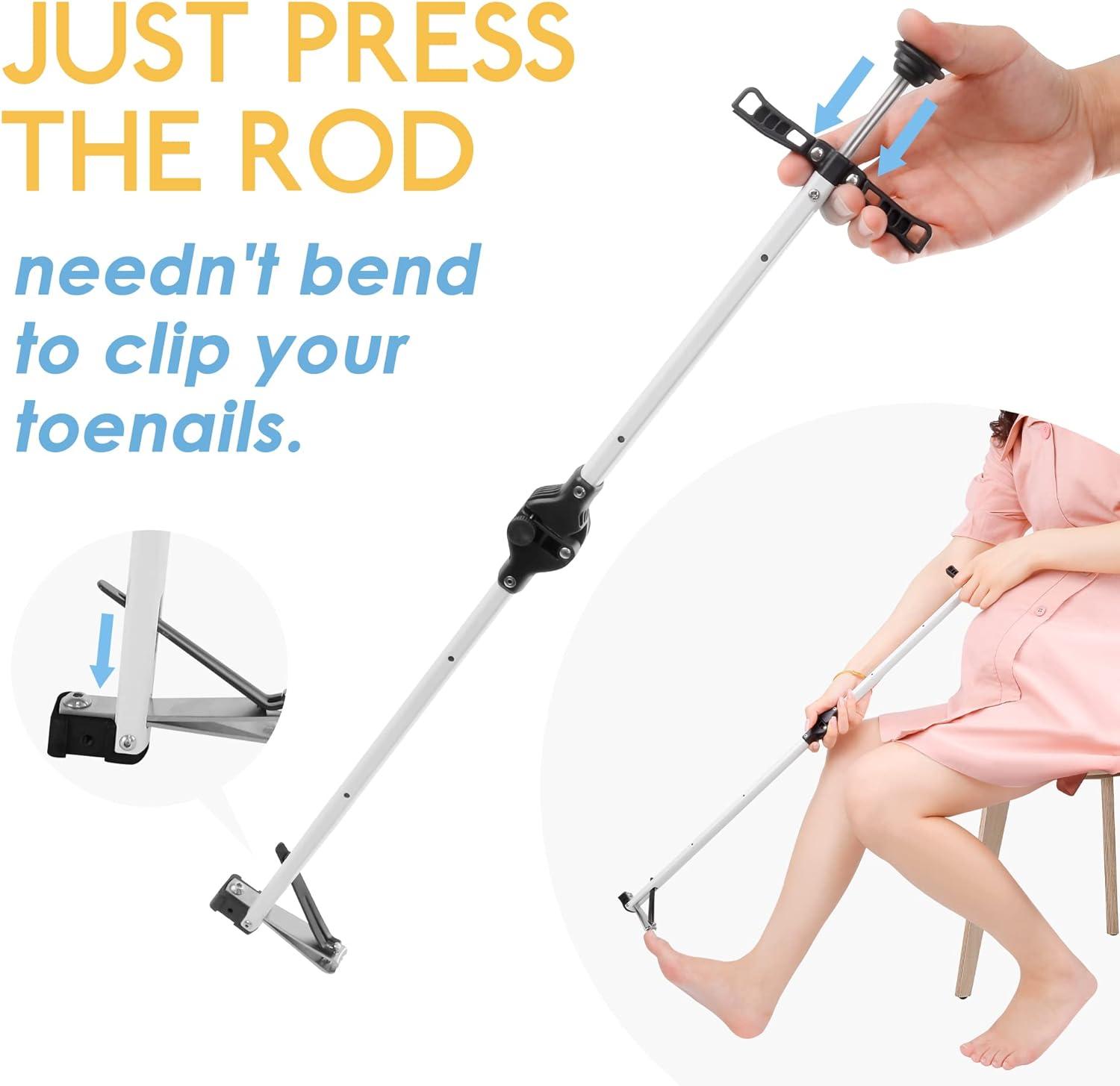 ILOKNZI Foldable Long Handle Toenail Clippers for Seniors & Patients ...