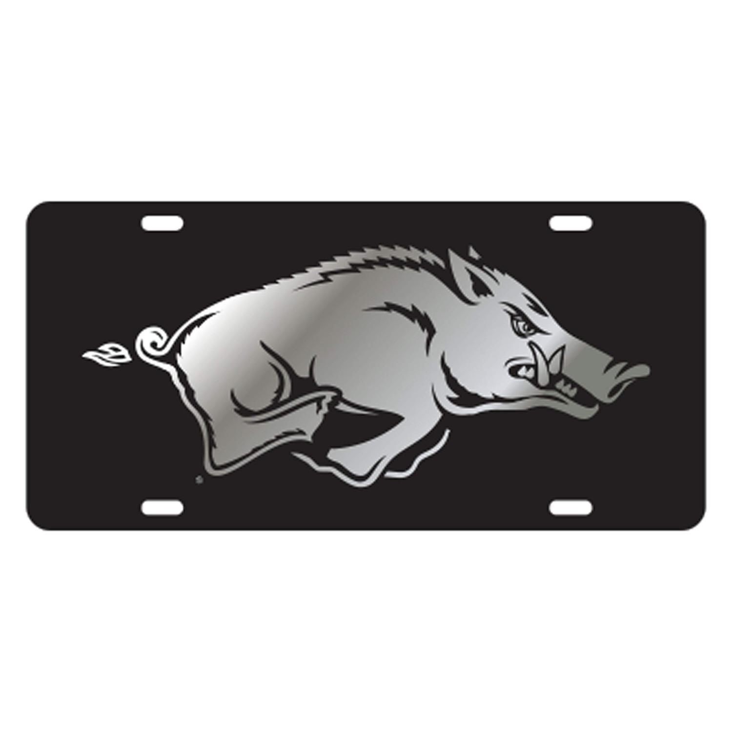 Arkansas Razorbacks Acrylic laser Cut Inlaid Plate Black w/Silver ...