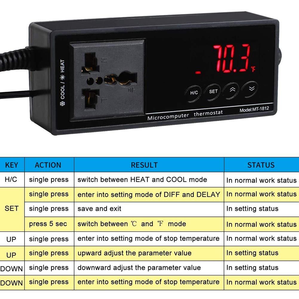 Reptile Pets Thermostat Outlet Terrarium Tank LED Digital Temperature ...