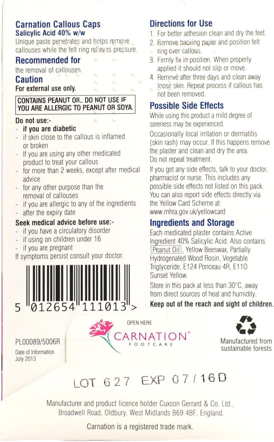 Carnation Callous Caps - 3 Pack (6 Plasters) by Carnation Footcare ...