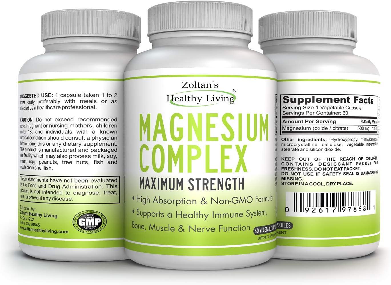 Zoltan's Healthy Living Magnesium Complex 500mg Citrate/Oxide | 60 ...