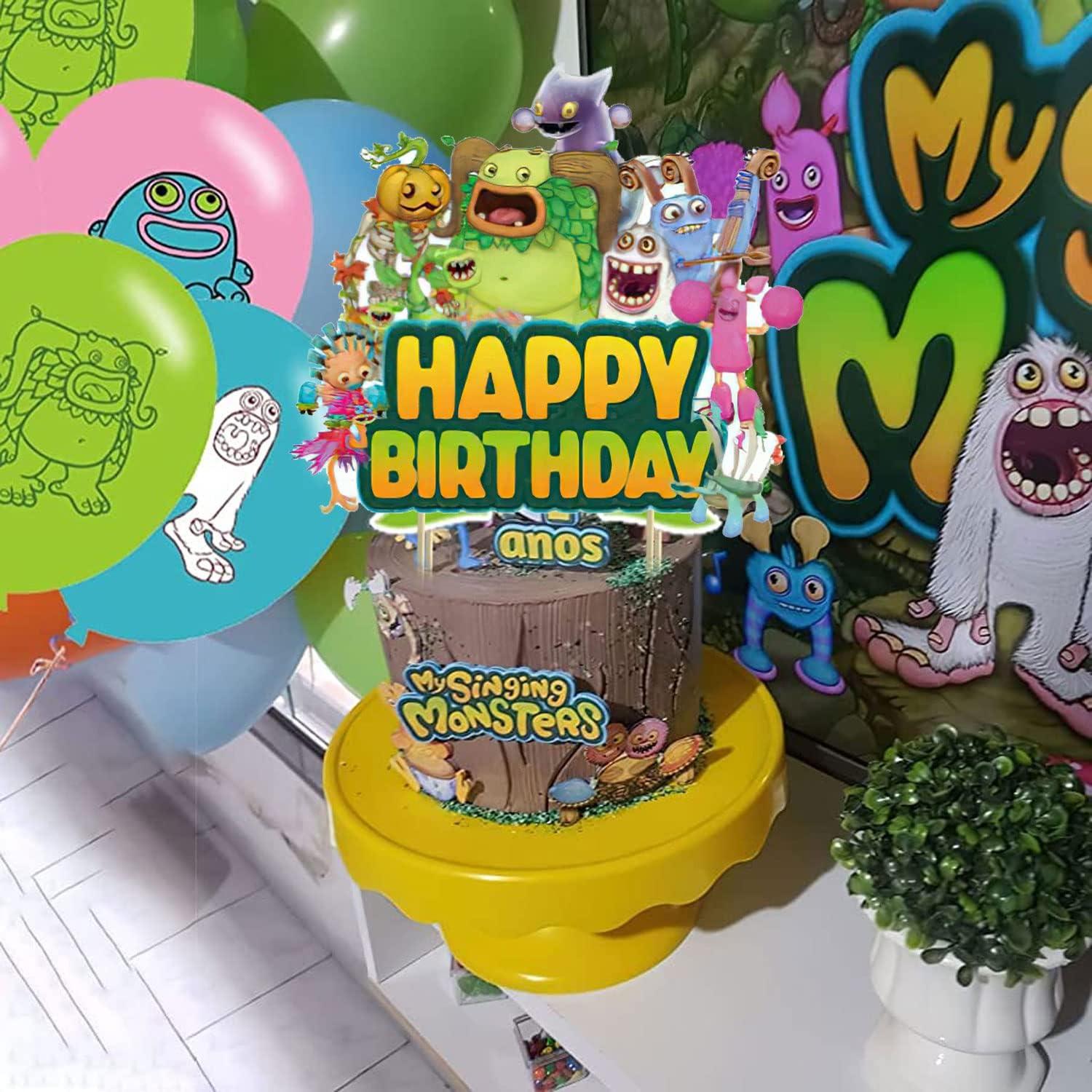 37pcs My Singing Monster Birthday Decorations Singing Monster Cupcake ...