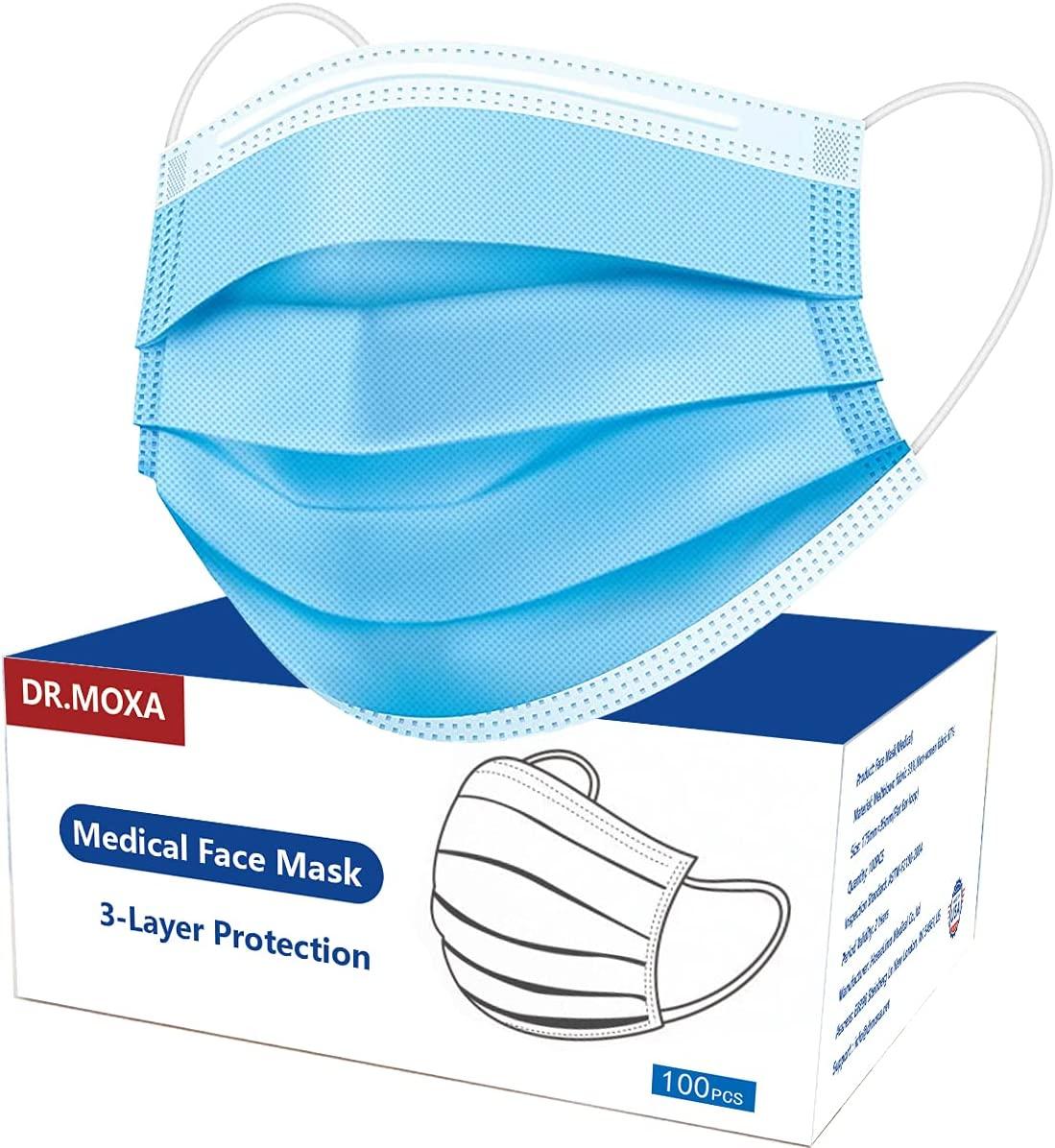 100 Pack Medical Disposable Face Masks for Adults - 3 Layers Safety ...