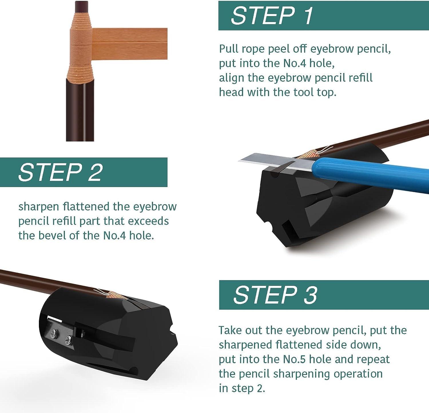 SUSROM 2-in-1 Eyebrow Pencil Sharpener for Wooden & Waterproof Peel-Off ...