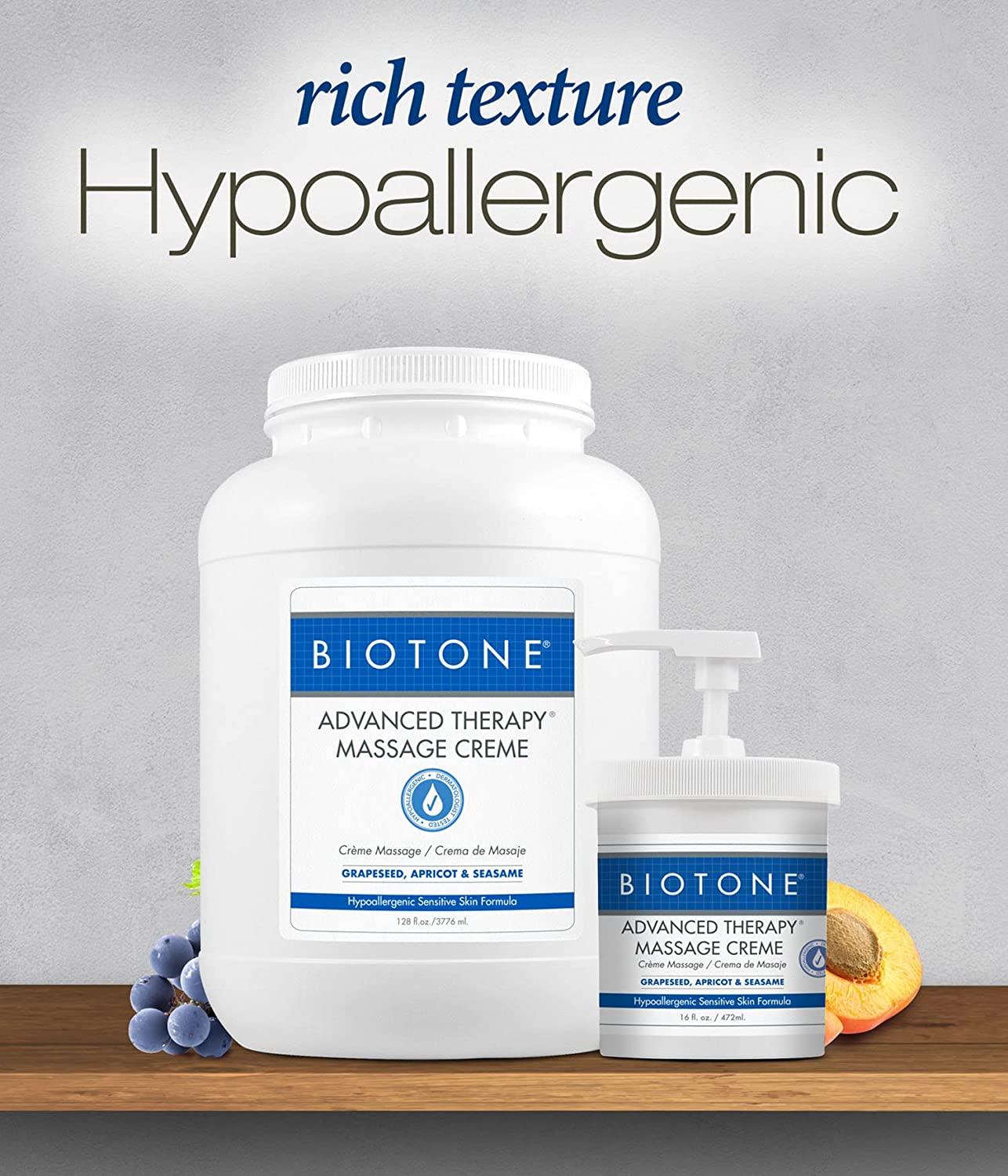 BIOTONE Advanced Therapy Massage Creme - Hypoallergenic, Fragrance-Free, 16 Fl Oz - Ideal Glide ...