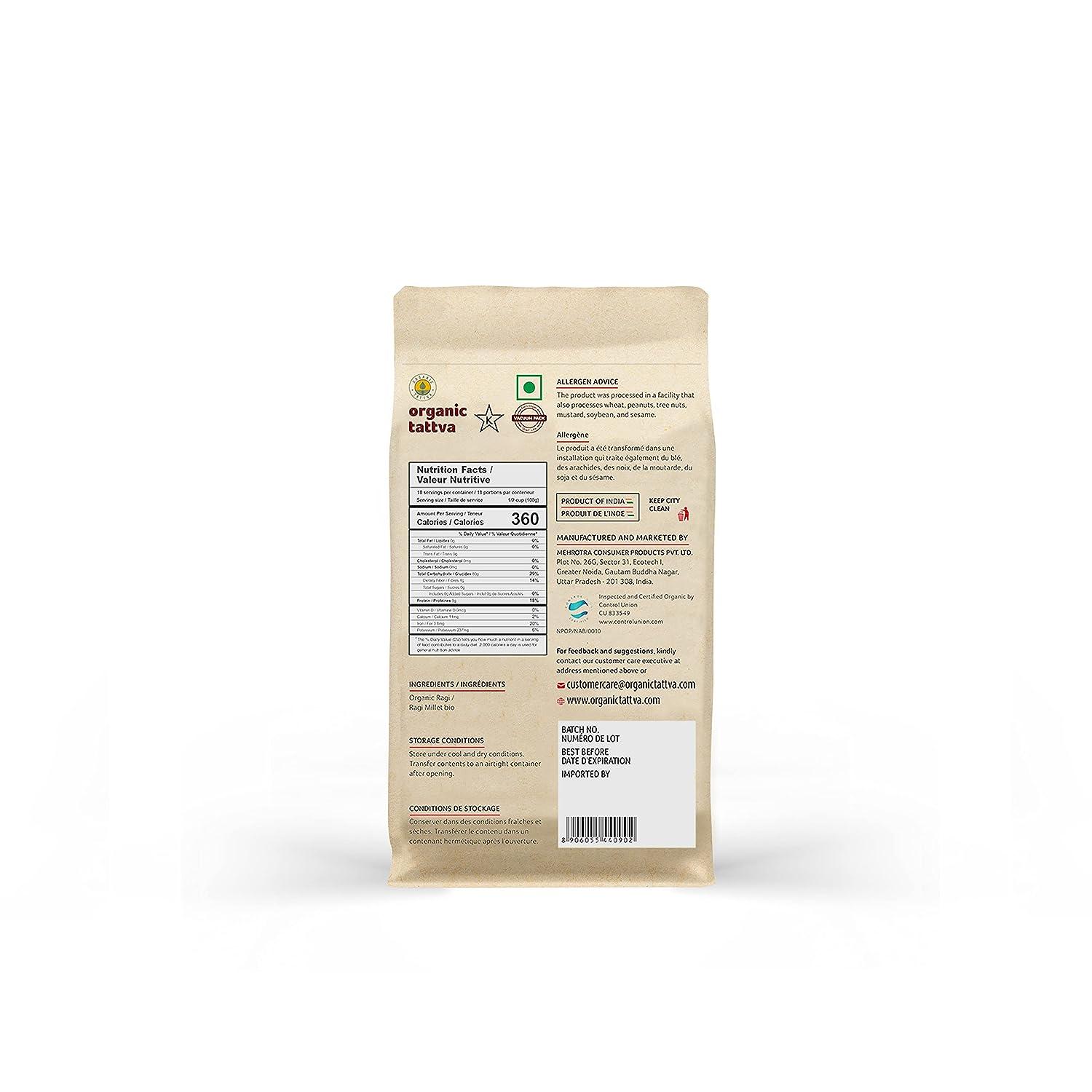 Organic Ragi Flour Packed in 4 LBS Vacuum Pack