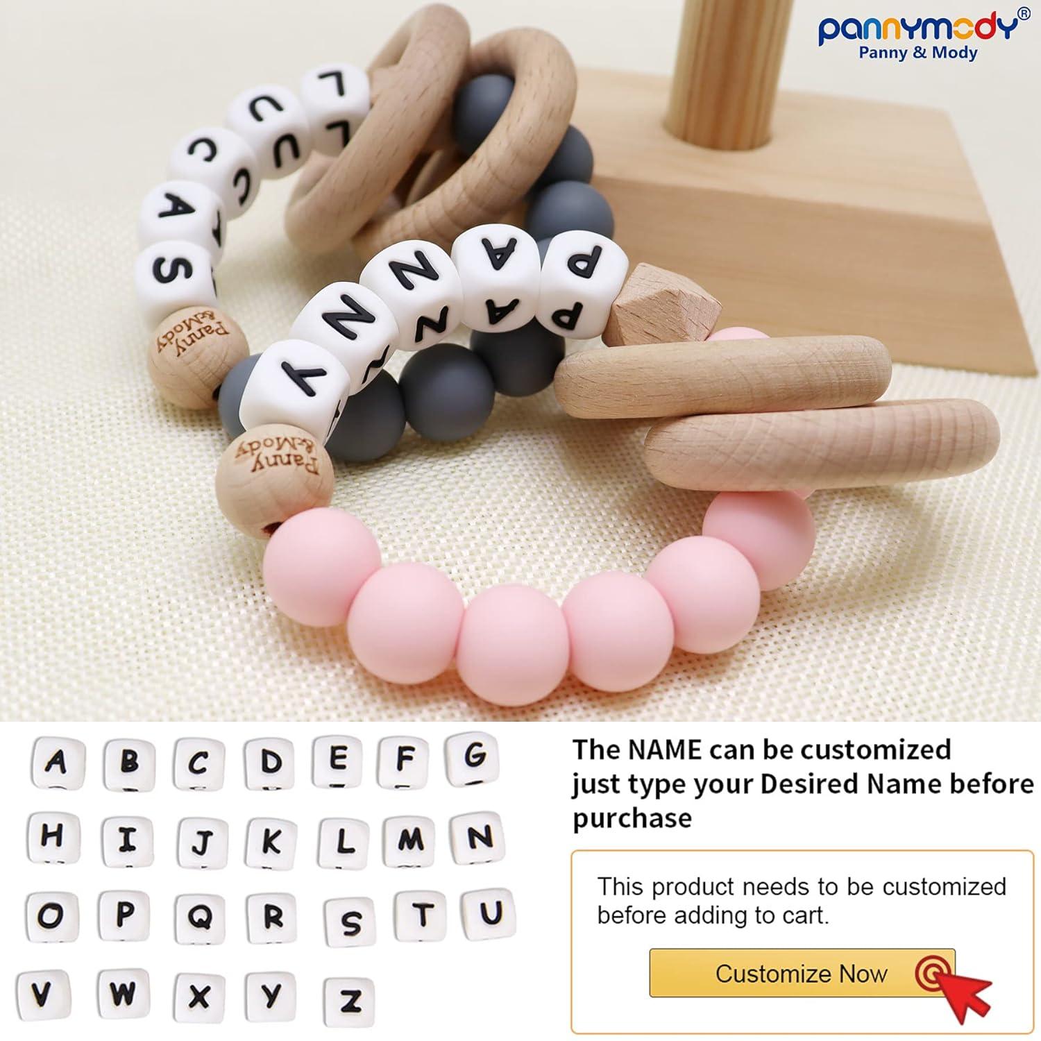 Panny & Mody Personalized Pink Teether - Custom Name | Baby Teething Toy
