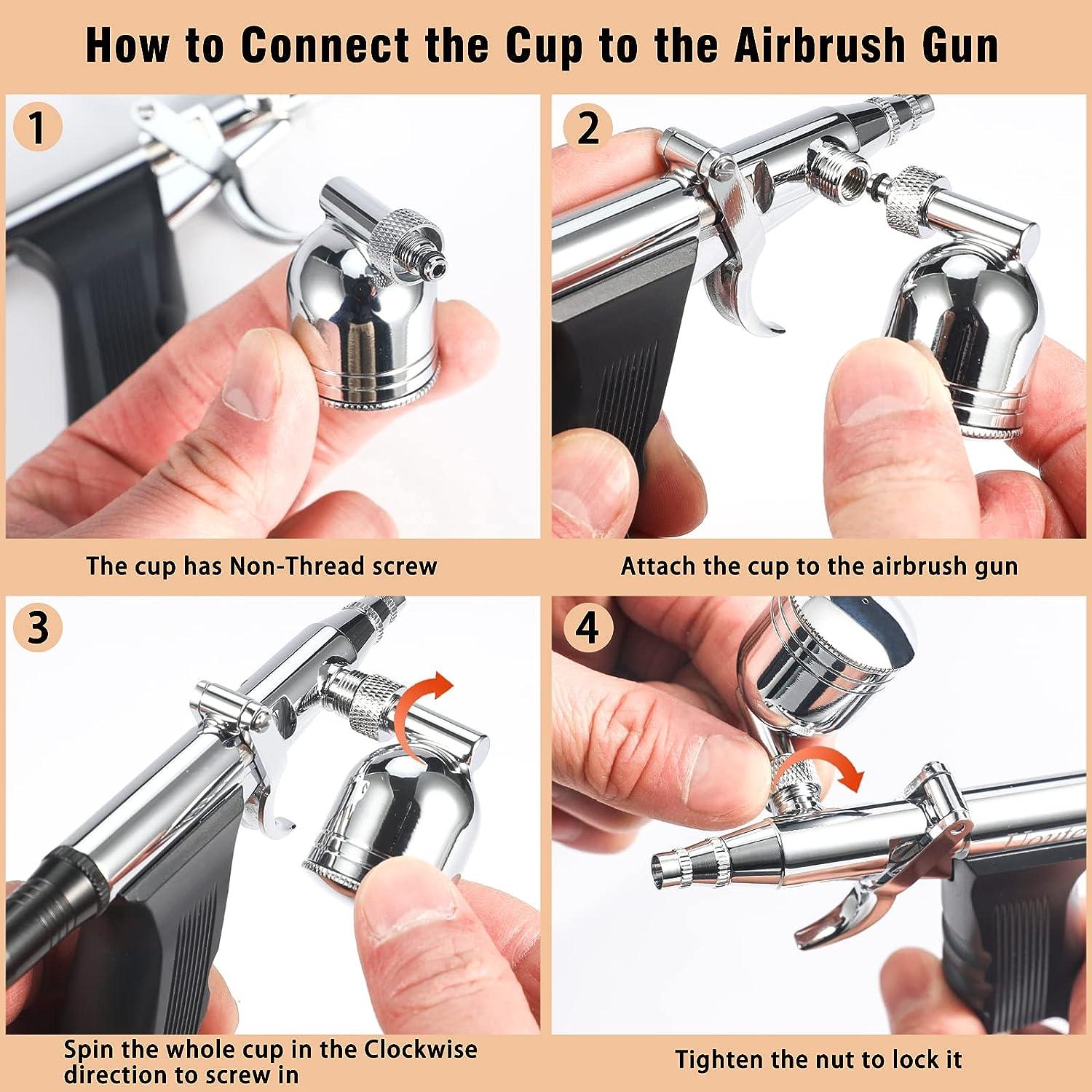 Uouteo 166TH Airbrush Trigger Gun with 0.3mm Needles, 7CC & 10CC Cup ...