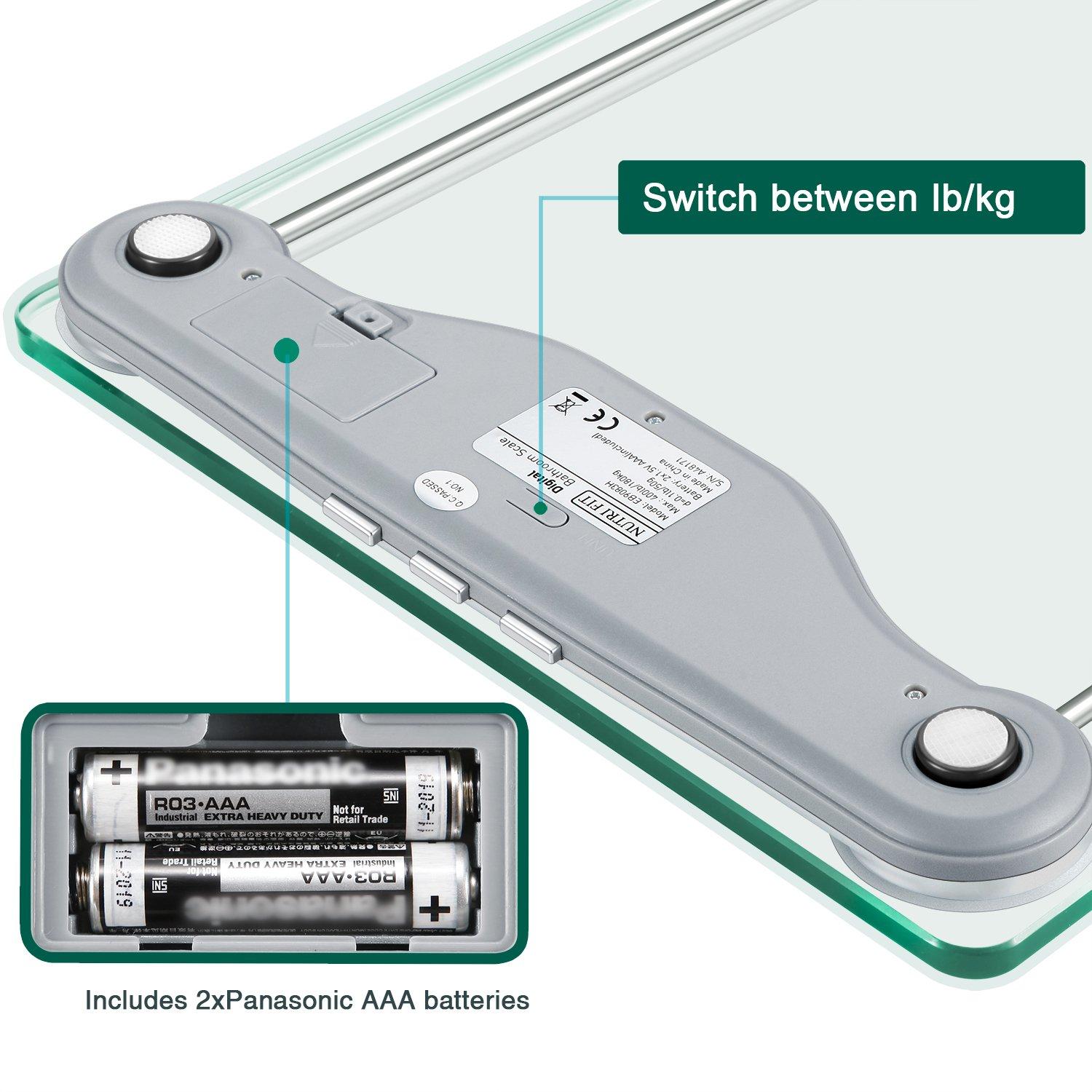 NUTRI FIT Digital Bathroom Scale with BMI, Large Backlight Display ...