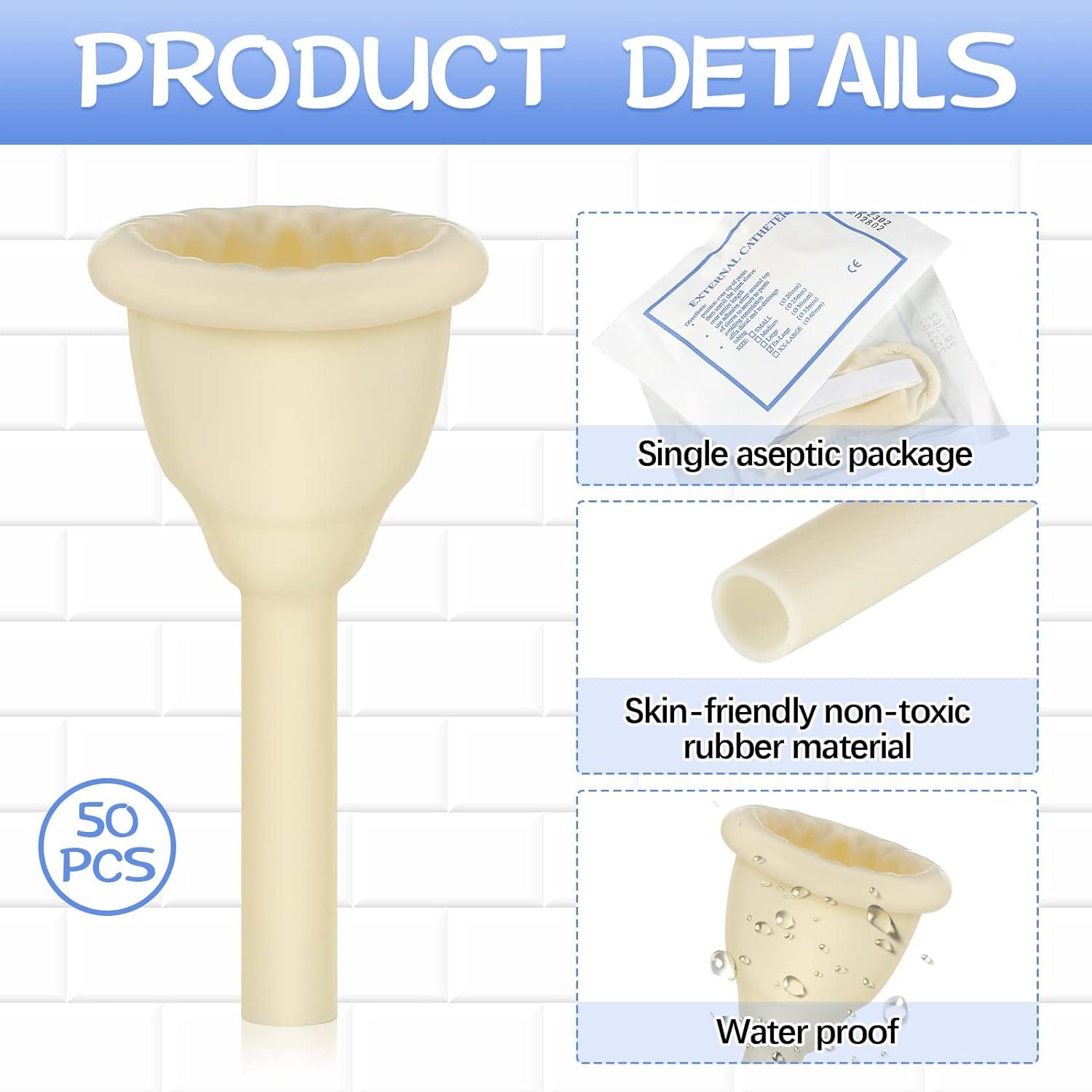 50 Pieces Male Urinal Bag – External Catheter with Fixer Rubber for Men ...