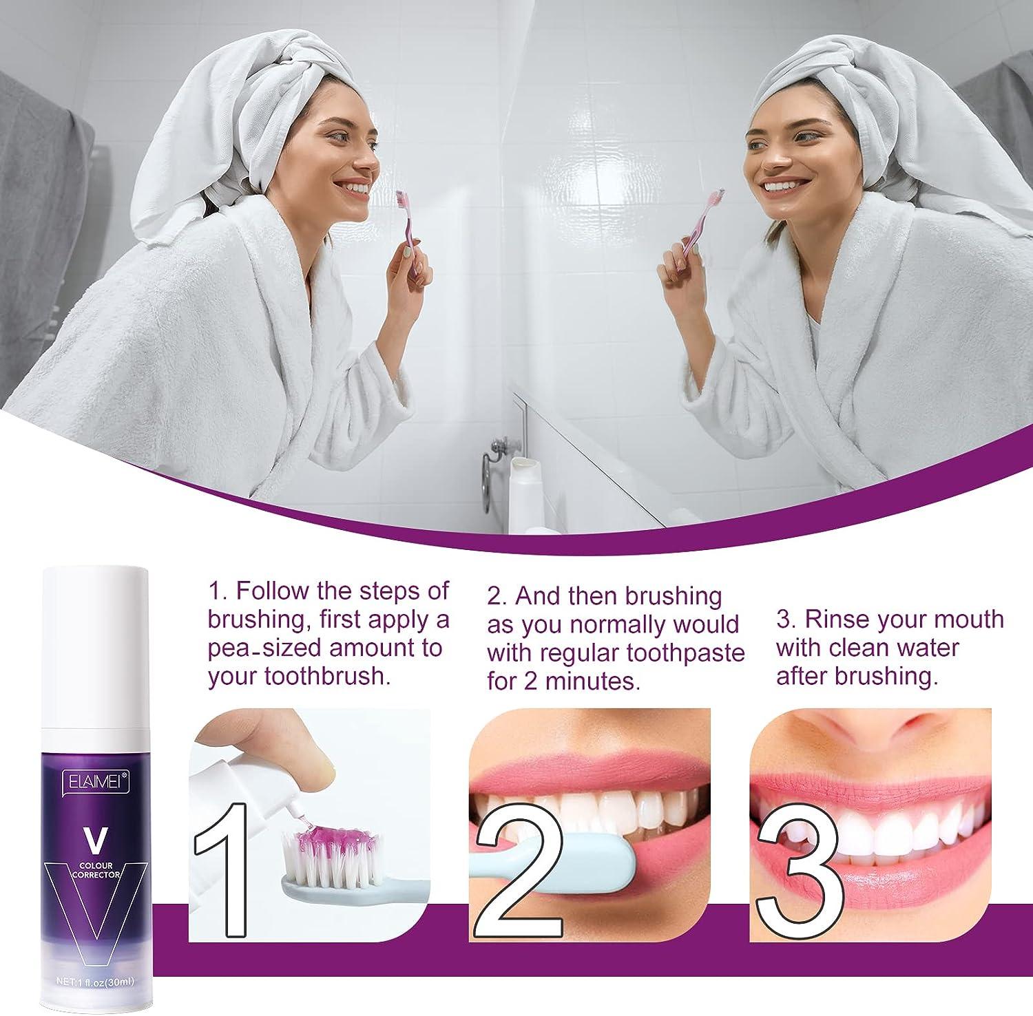 Purple Whitening Toothpaste Set - Teeth Stain Removal for Brighter ...