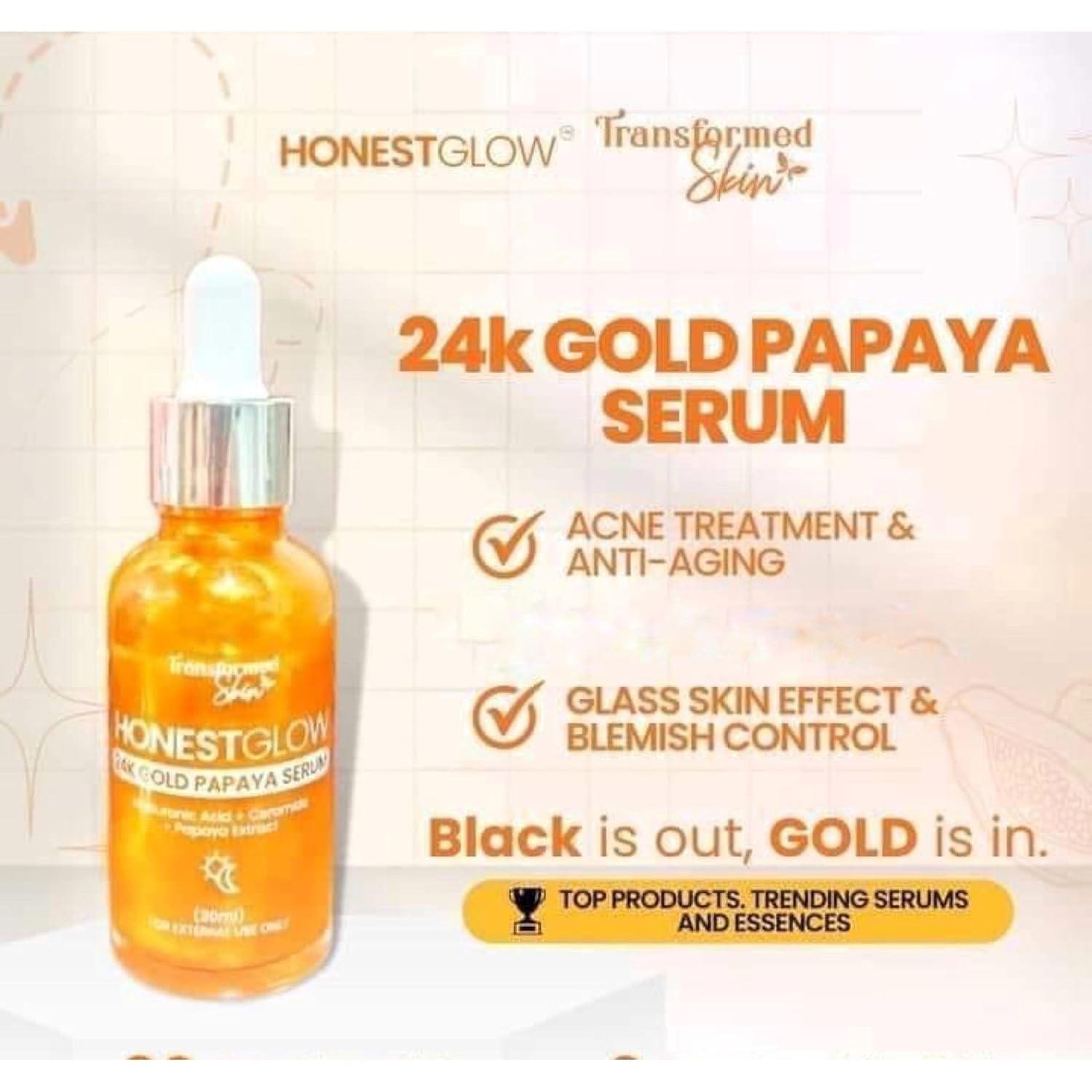 Buy Transformed Skin HONEST GLOW 24K Gold Papaya Serum - 30ml | Radiant ...