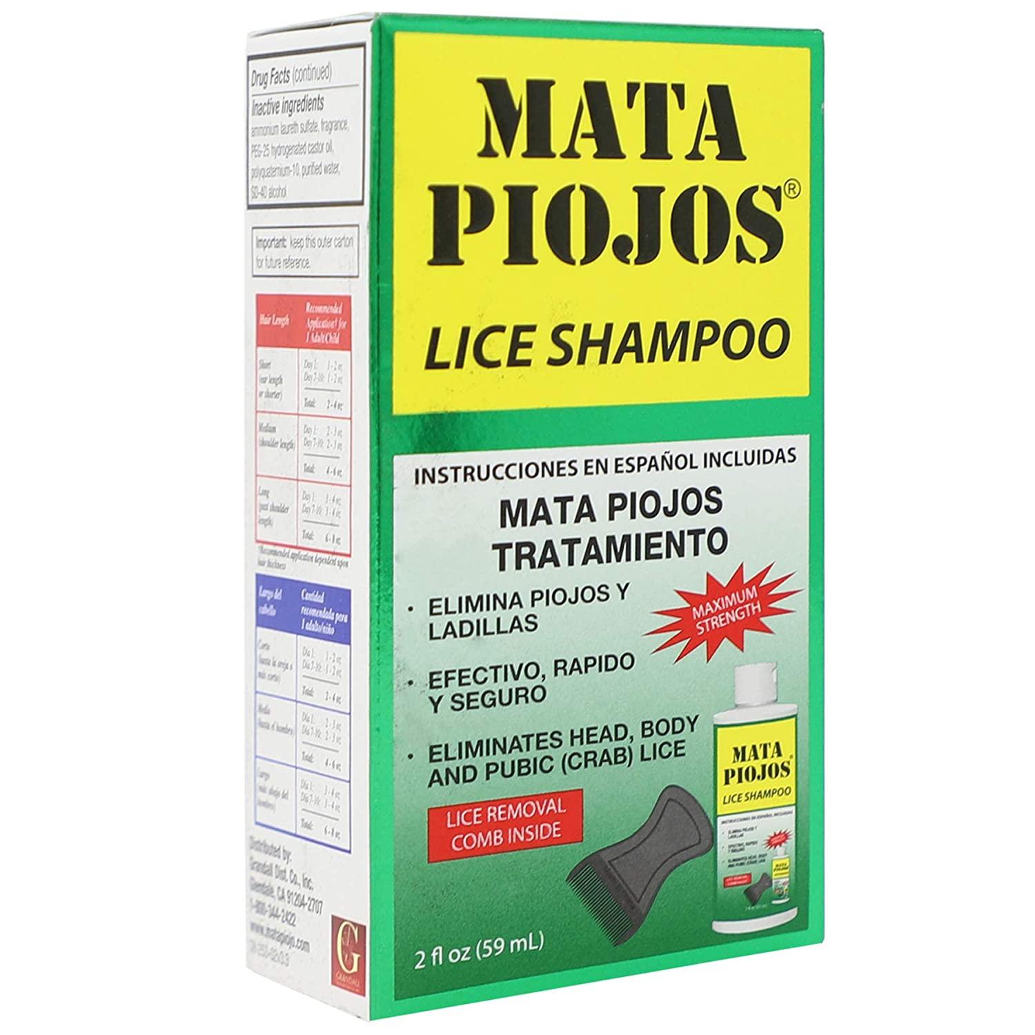 Mata Piojos Lice and Nit Treatment Shampoo - 2 FL Oz Bottle for Kids ...