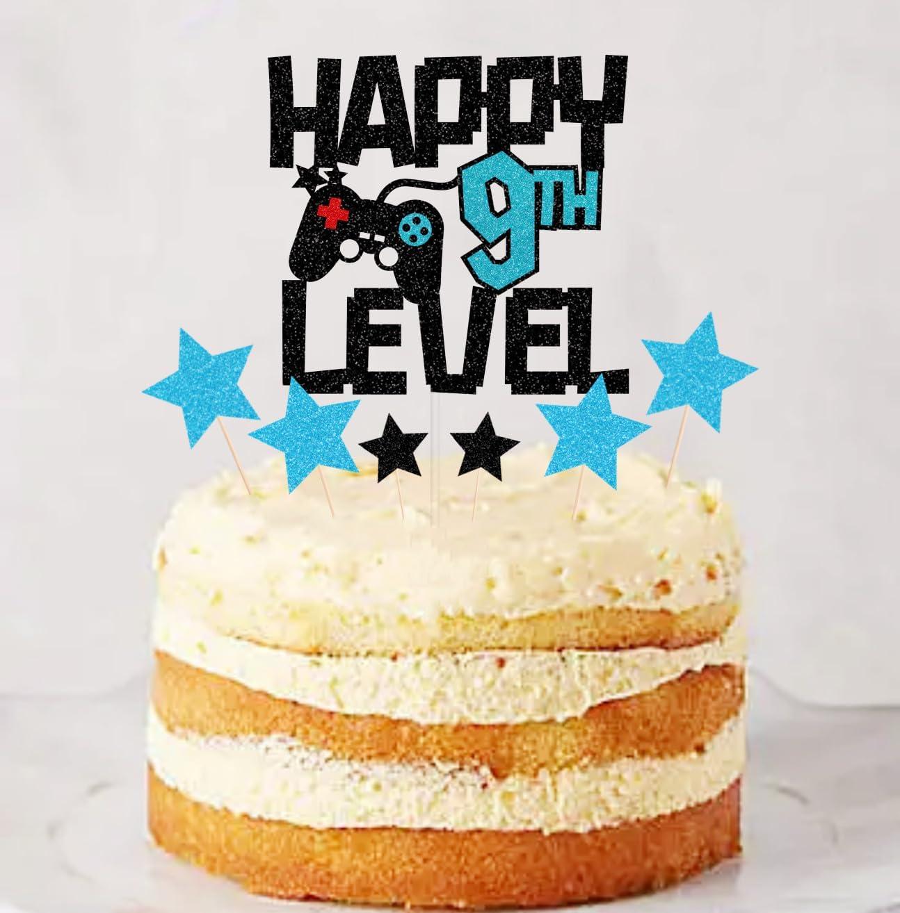 bng-bng 9 Birthday Cake Topper Glittery Happy 9th Level Birthday Game ...