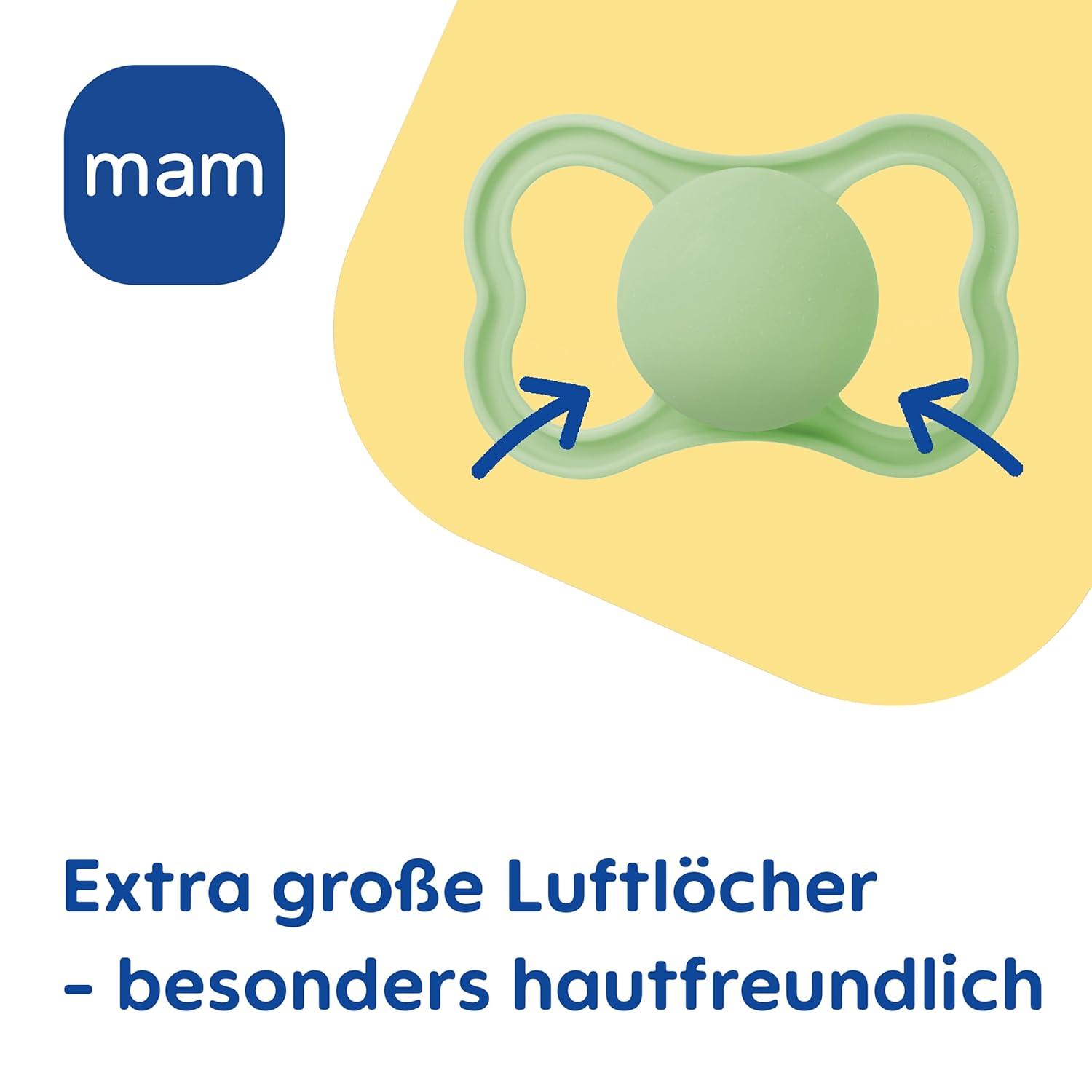 Mam Air Night Silicon Pacifier Set - 2 Tooth-Friendly Baby Pacifiers ...