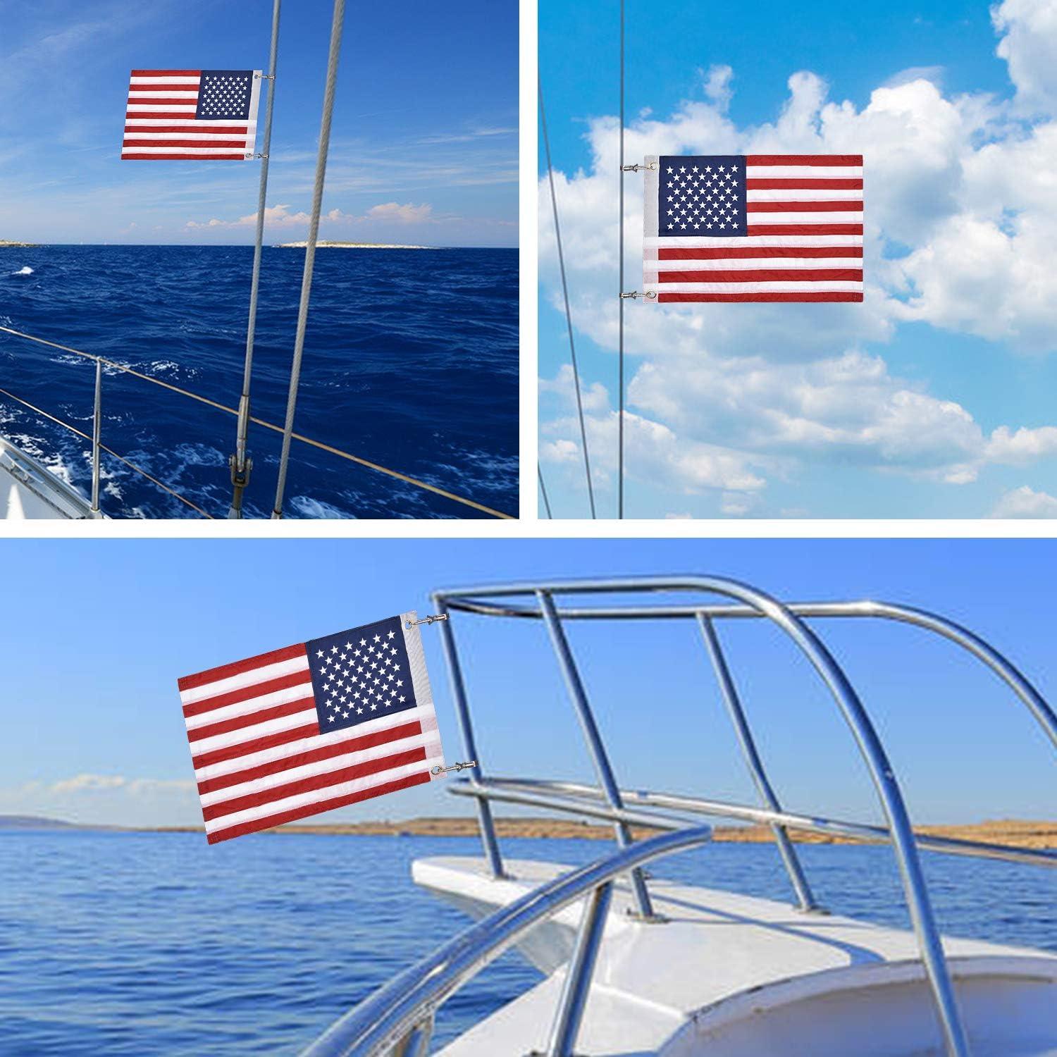 American Boat Flag - 12x18 inch Double Sided Embroidered USA Marine ...
