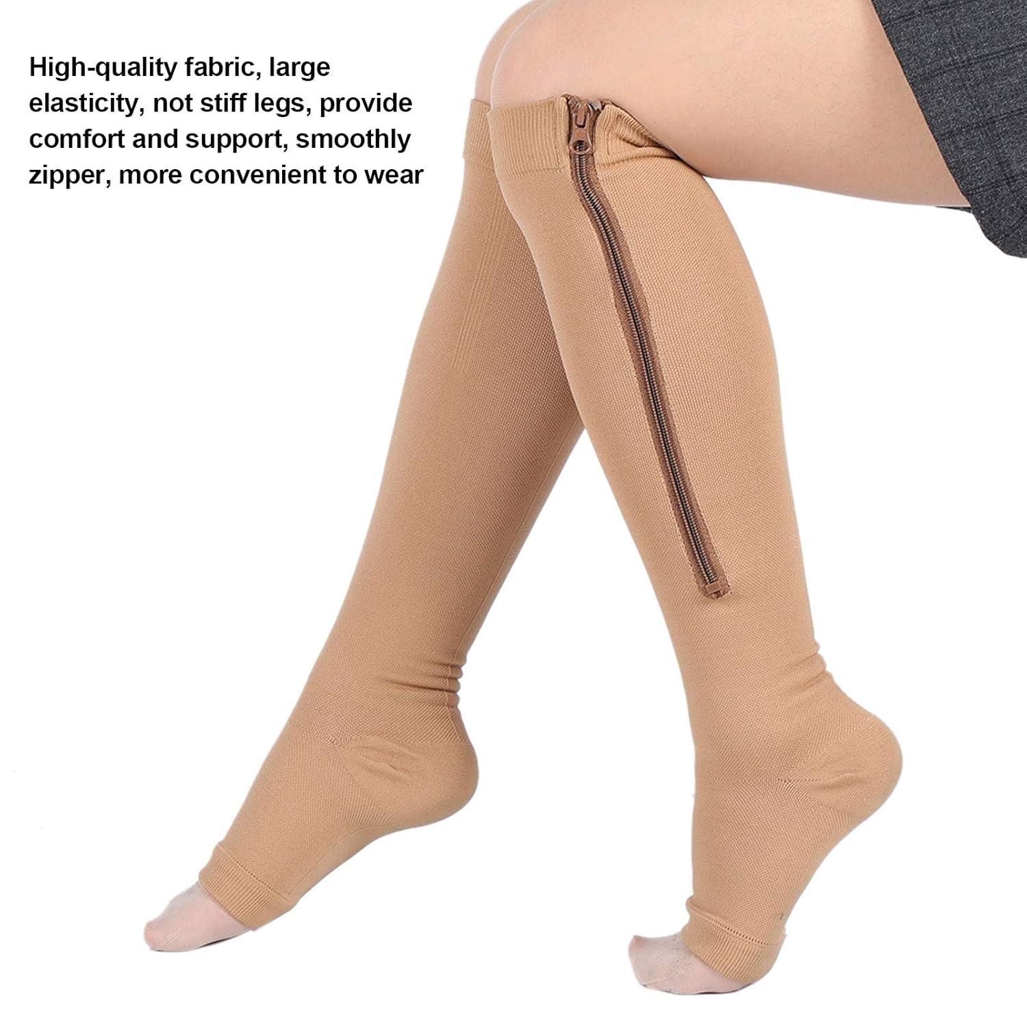 Buy Compression Stockings with Zipper - Open Toe for Edema & Pregnancy ...