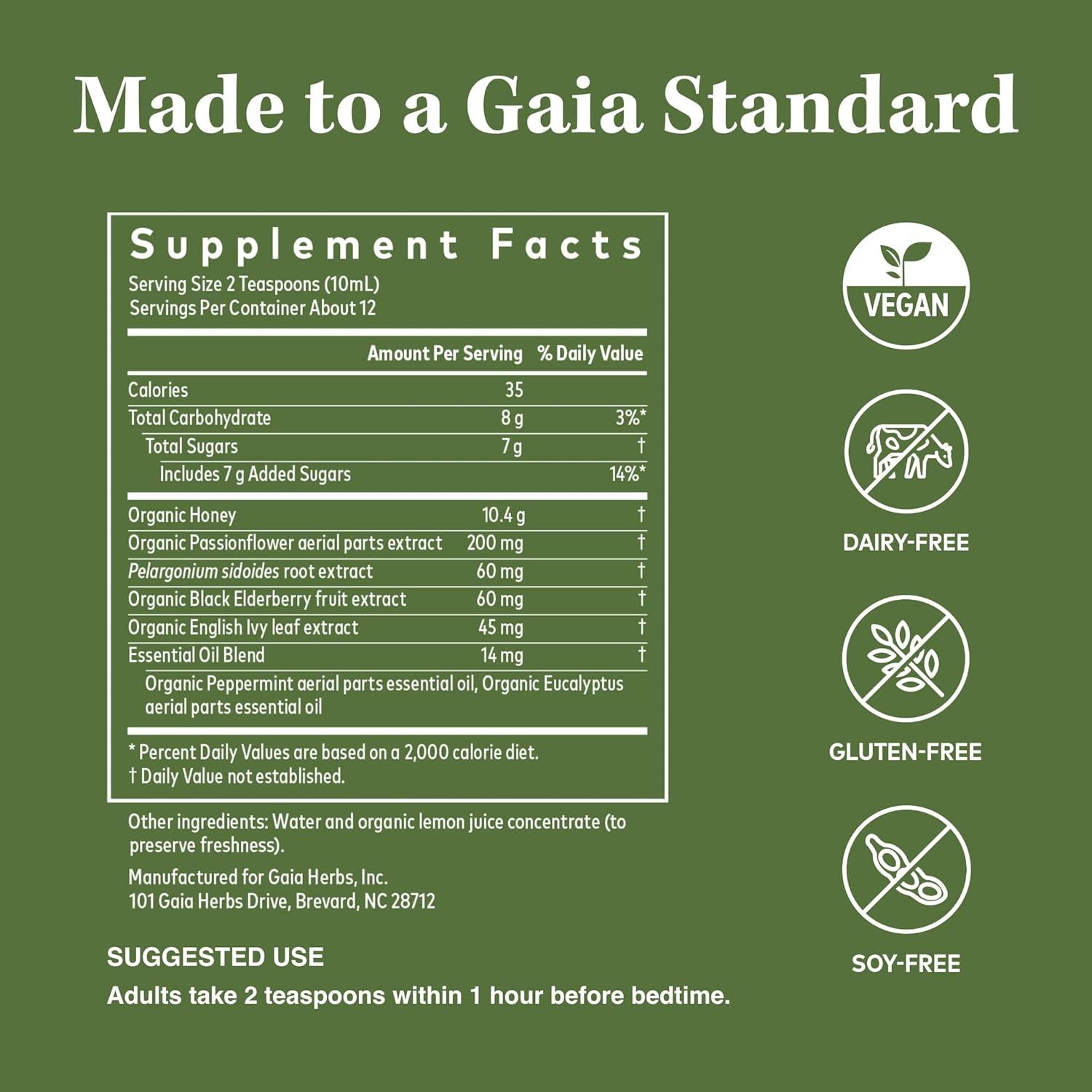 Gaia Herbs Cough Syrup Nighttime - Honey Ivy Leaf Black Elderberry - 4 Fl Oz | Buy Now with ...