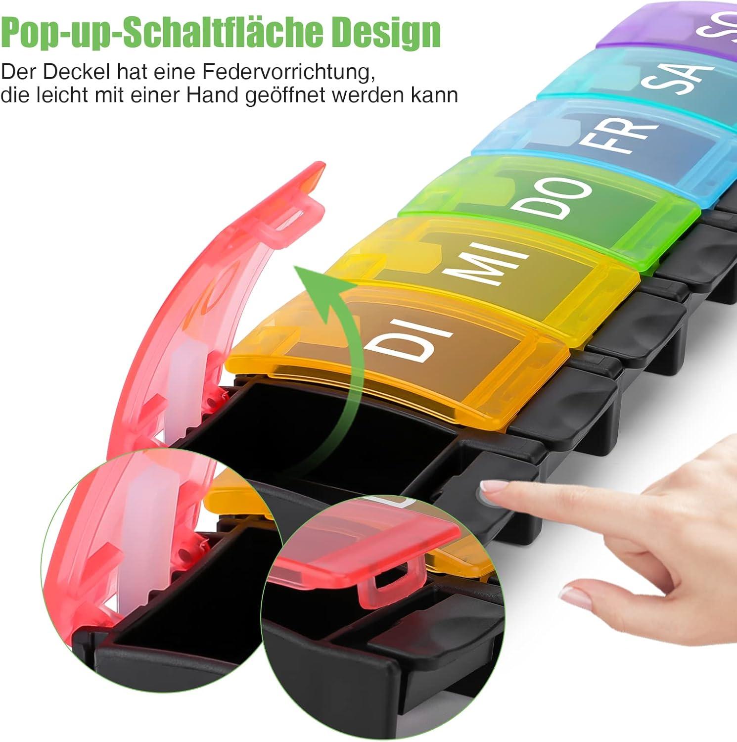 Buy Opret 7-Day Pill Organizer - German Medication Box Rainbow Colors ...
